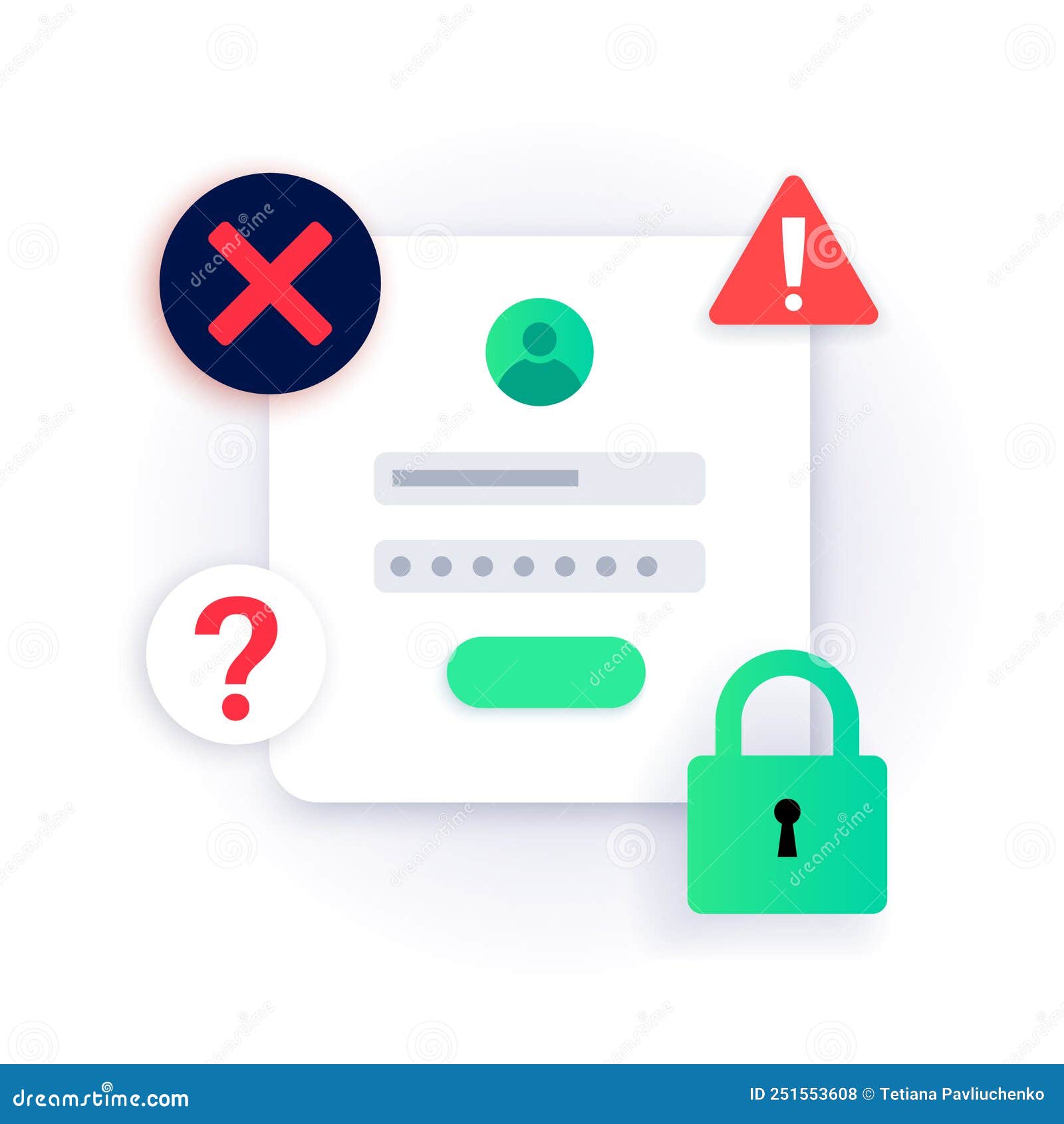 Wrong password concept stock vector. Illustration of computer - 251553608