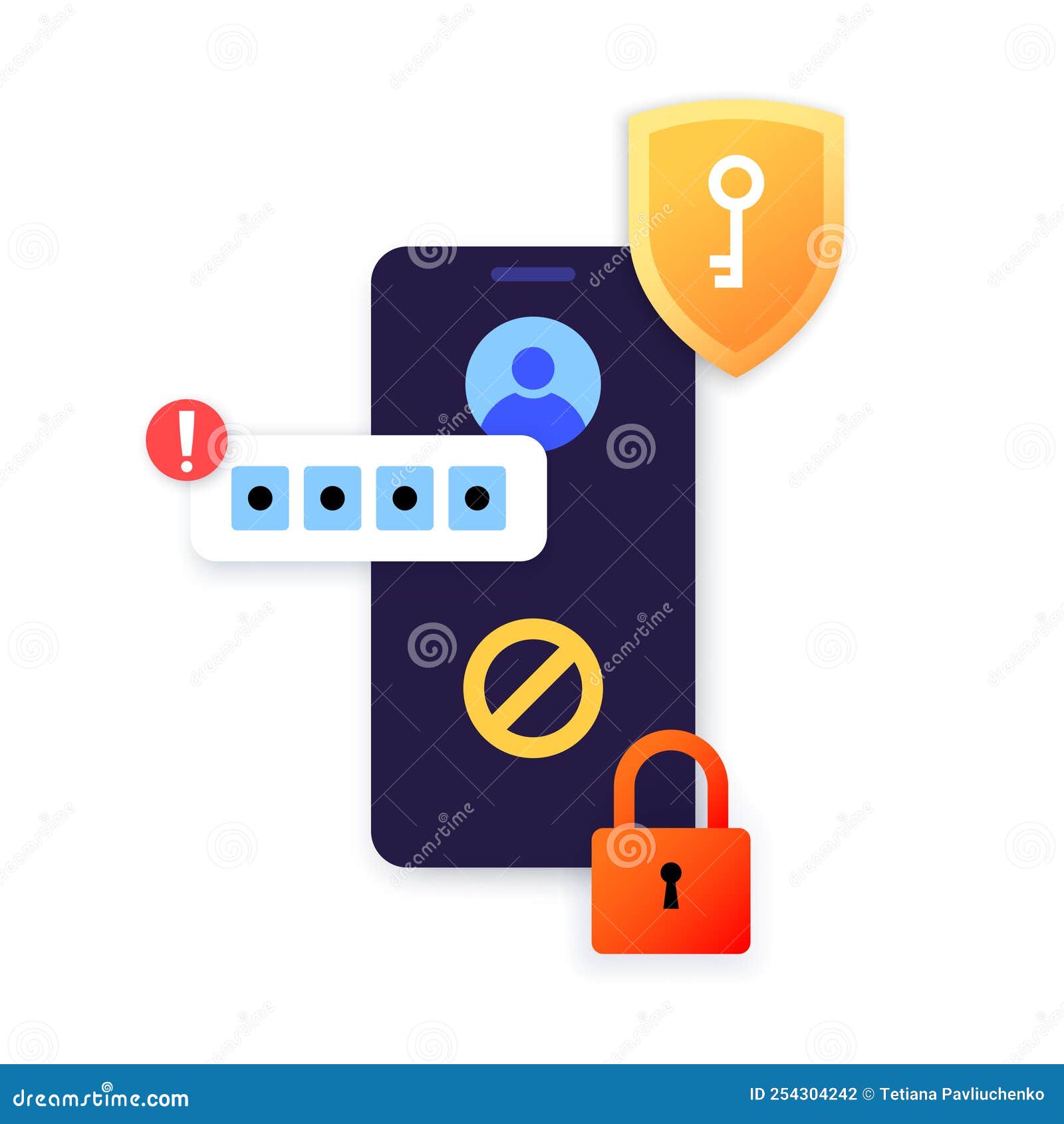 Wrong password concept stock vector. Illustration of screen - 254304242