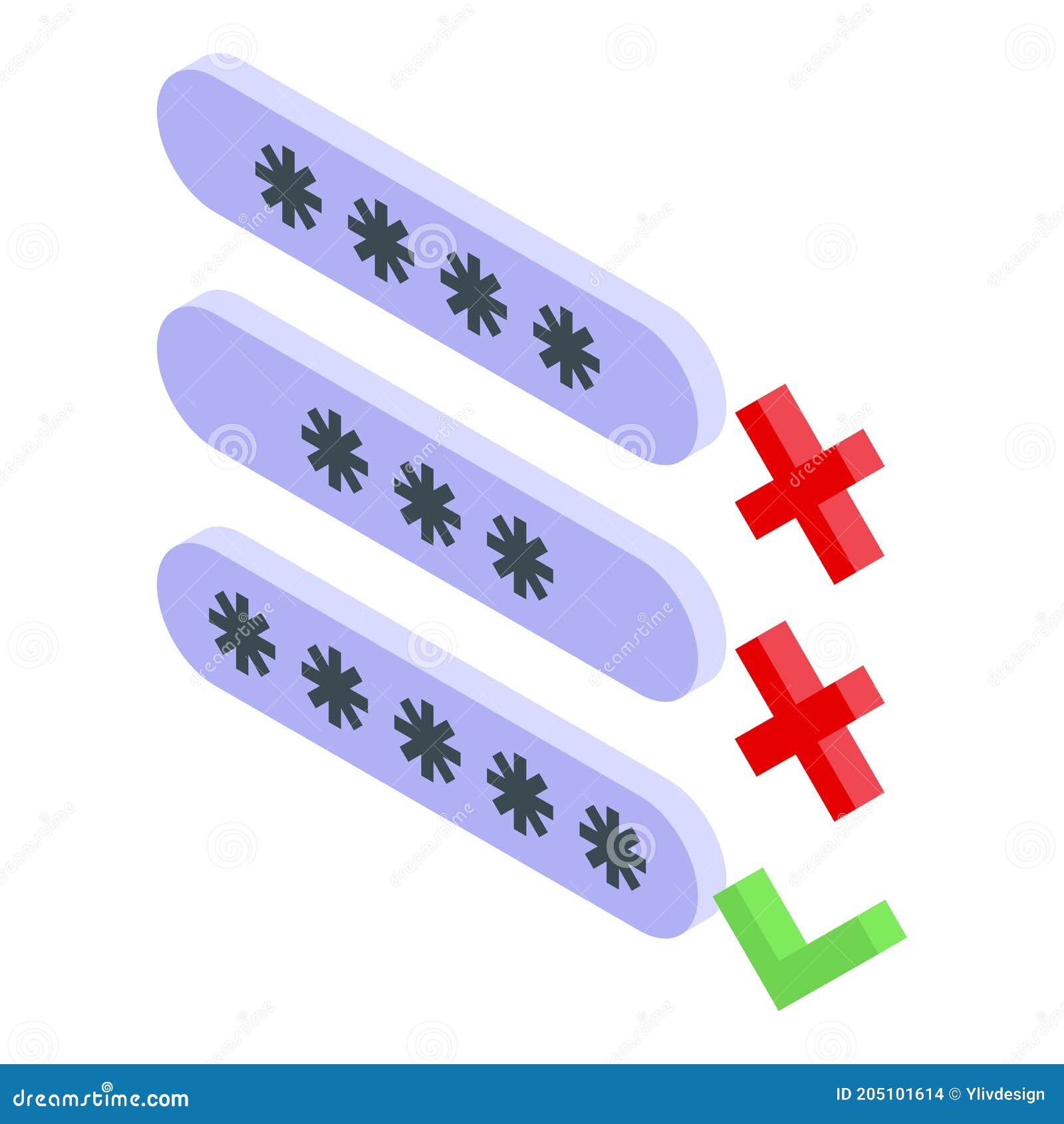 Wrong Password Icon, Isometric Style Stock Vector - Illustration of ...