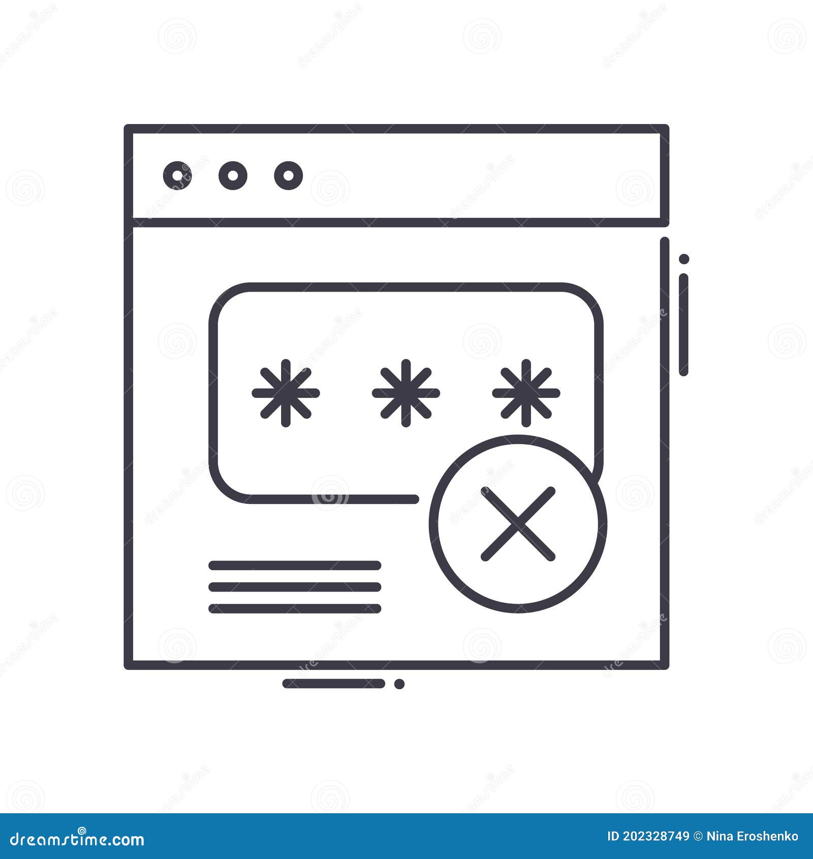 Wrong Password Icon, Linear Isolated Illustration, Thin Line Vector ...