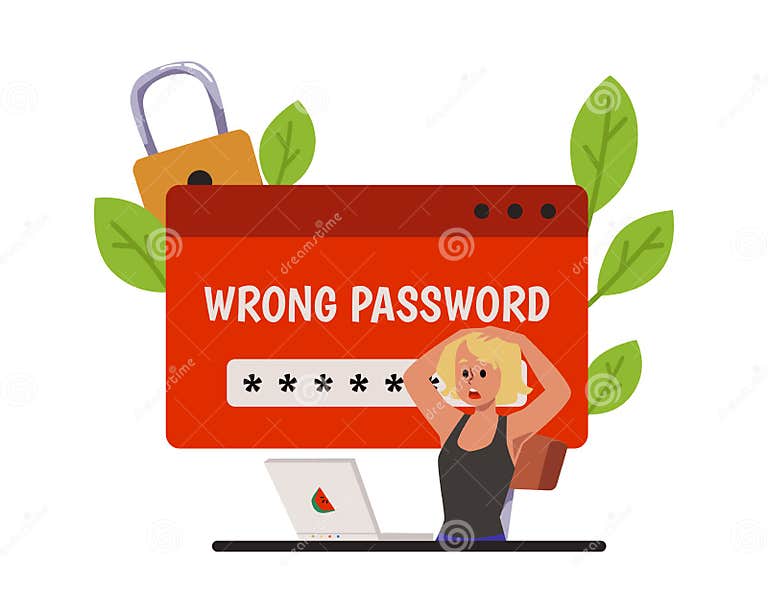 Wrong Password Warning Message Banner Design Flat Vector Illustration ...