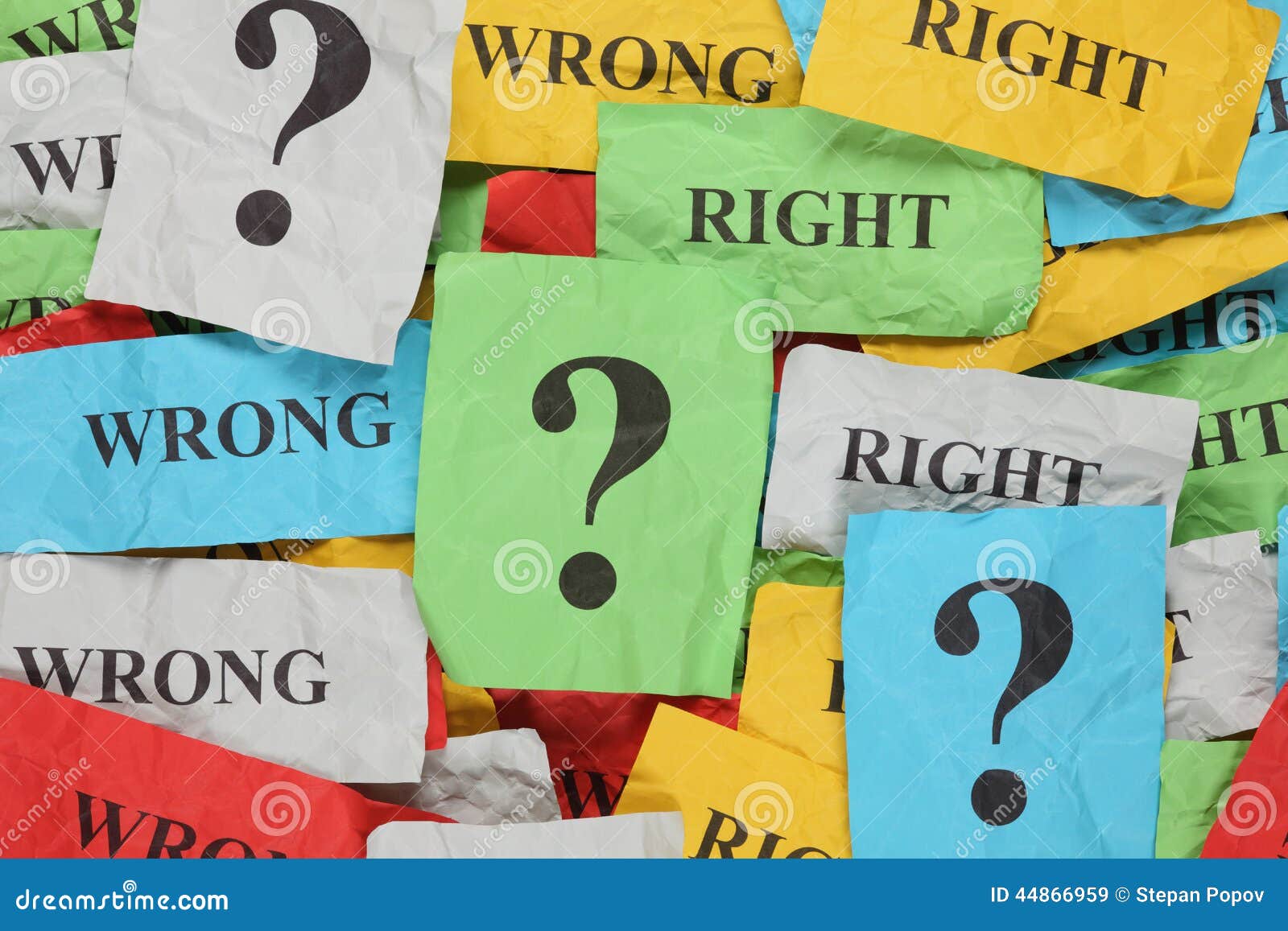 Wrong or Right? stock image. Image of note, word, crushed - 44866959