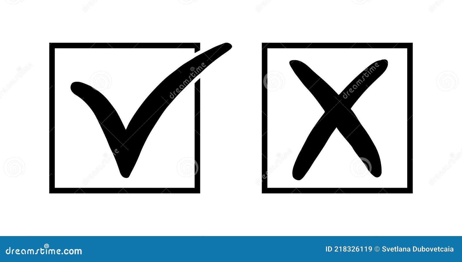 Wrong and Right. Icon Check Mark Yes and X. Black Color Sign Isolated ...