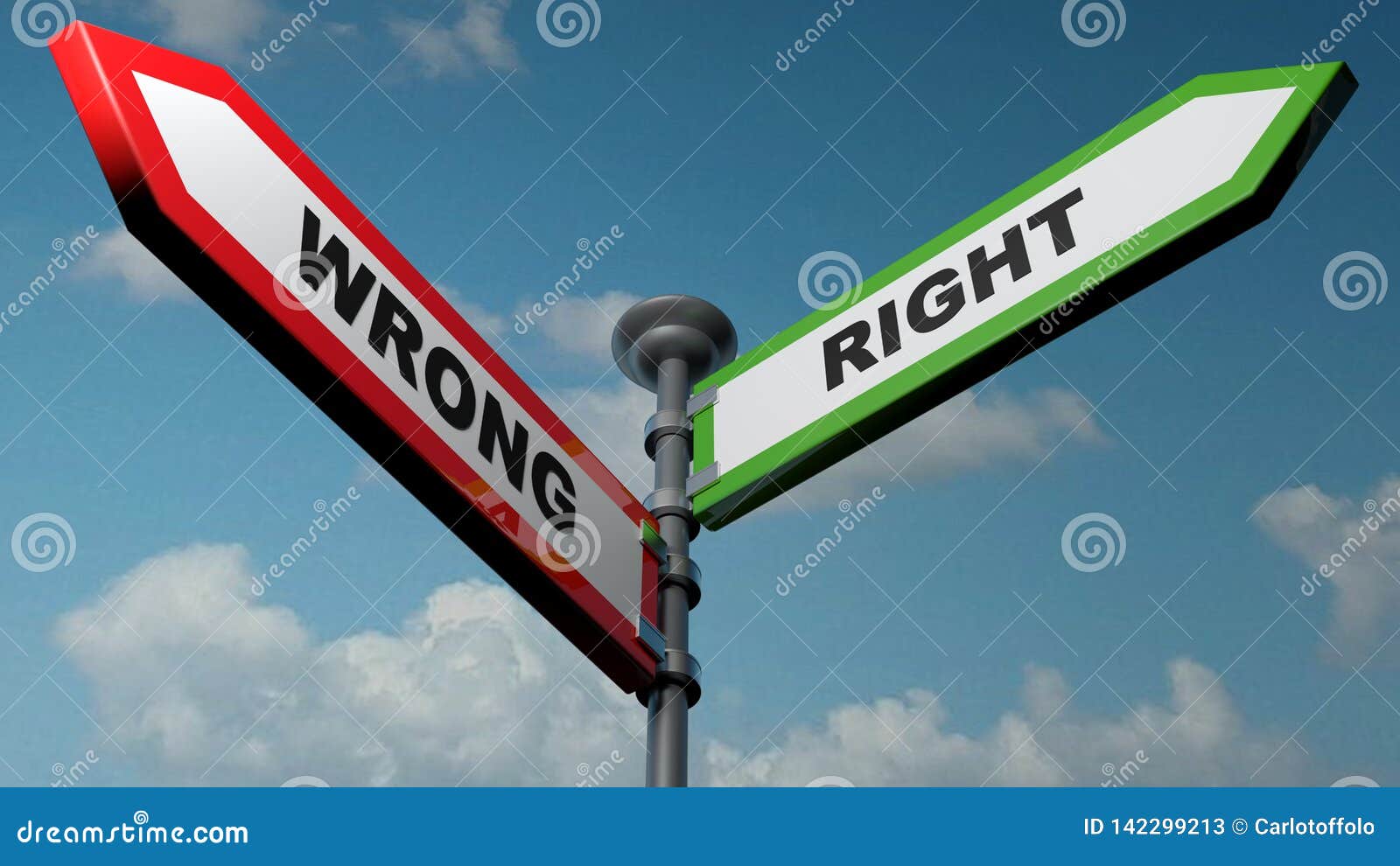 Wrong - Right Street Arrows - 3D Rendering Illustration Stock ...