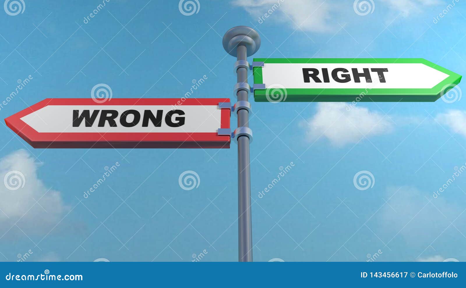 Wrong - Right Street Arrows - 3D Rendering Illustration Stock ...