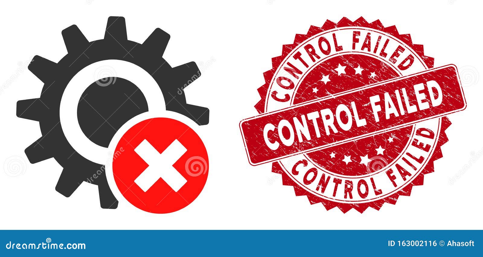 Wrong Settings Gear Icon with Scratched Control Failed Stamp Stock ...