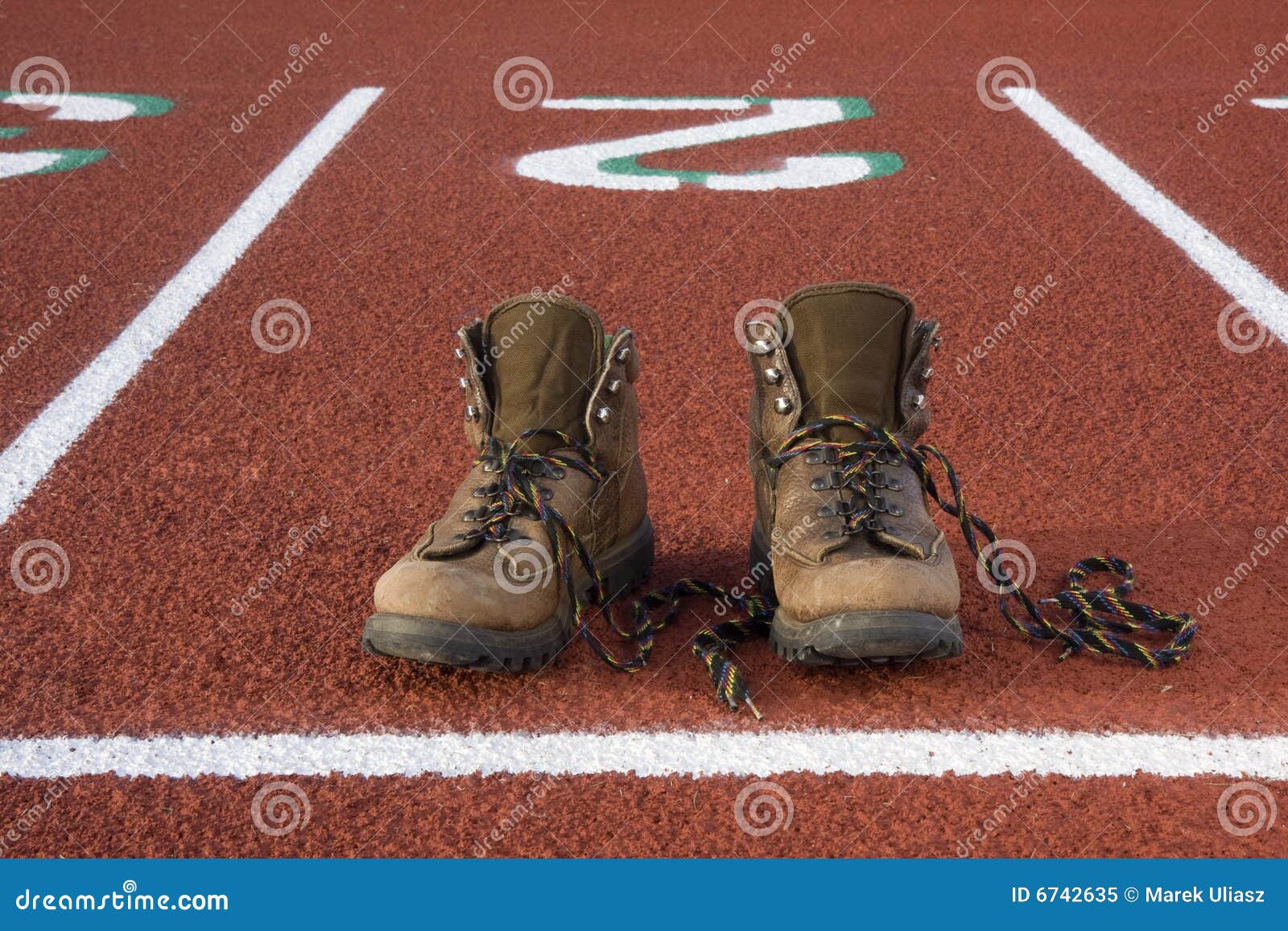 Wrong Shoes on Running Tracks Stock Image - Image of start, track: 6742635