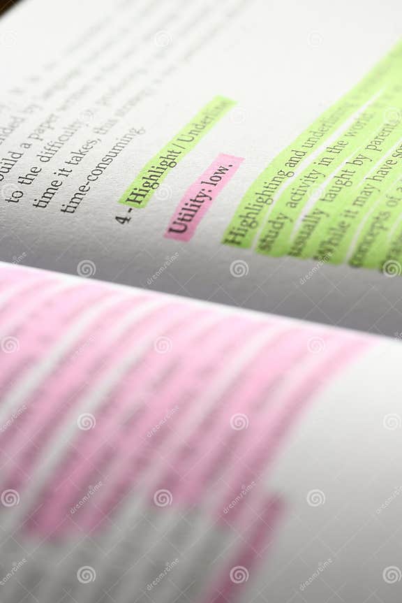 Wrong Technique To Use Highlighting Technique in a Book Stock Image ...