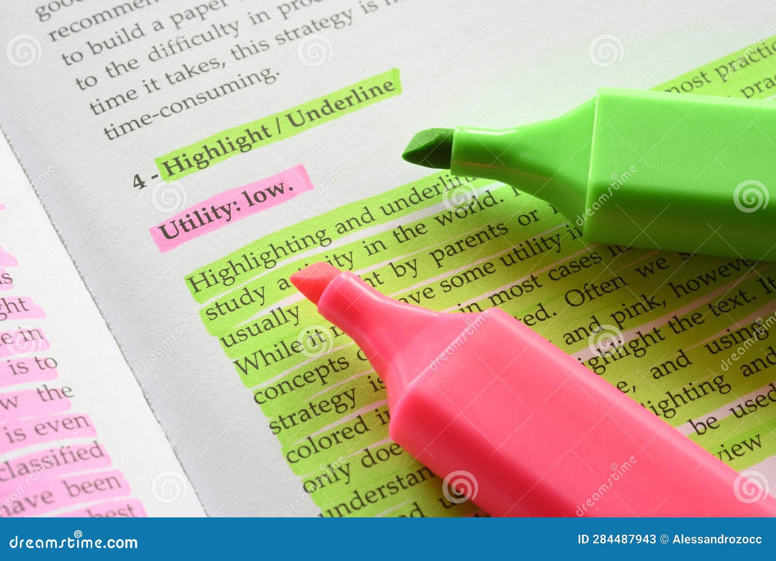 Wrong Technique To Use Highlighting Technique in a Book Stock Image ...