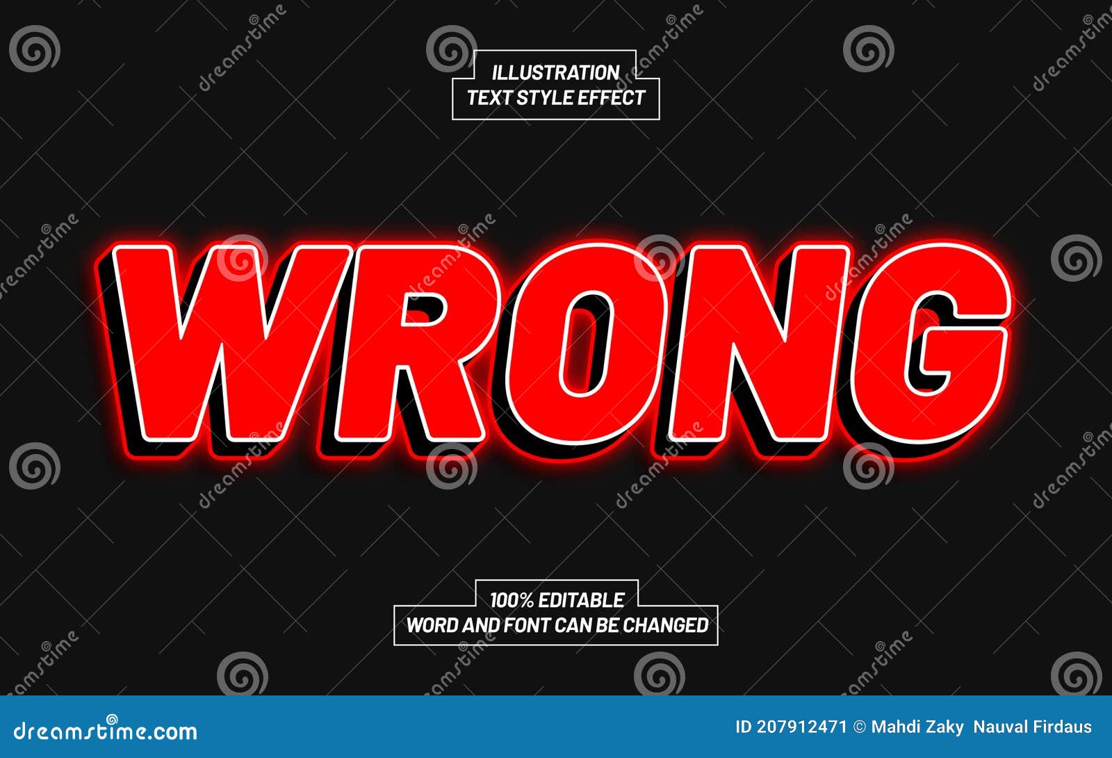 Wrong Red Text Style Effect Stock Vector - Illustration of color, adobe ...