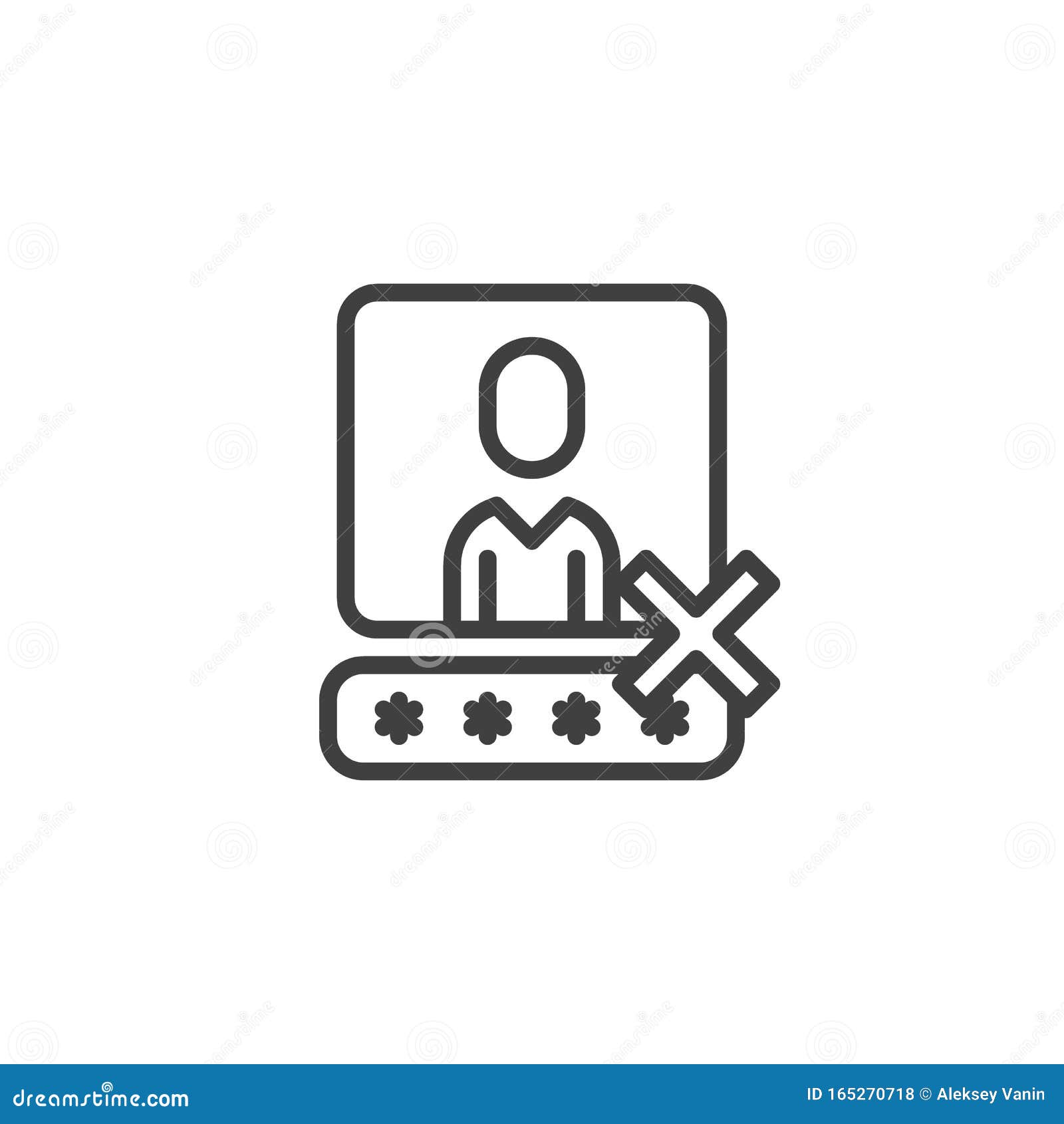 Wrong User Account Password Line Icon Stock Vector - Illustration of ...