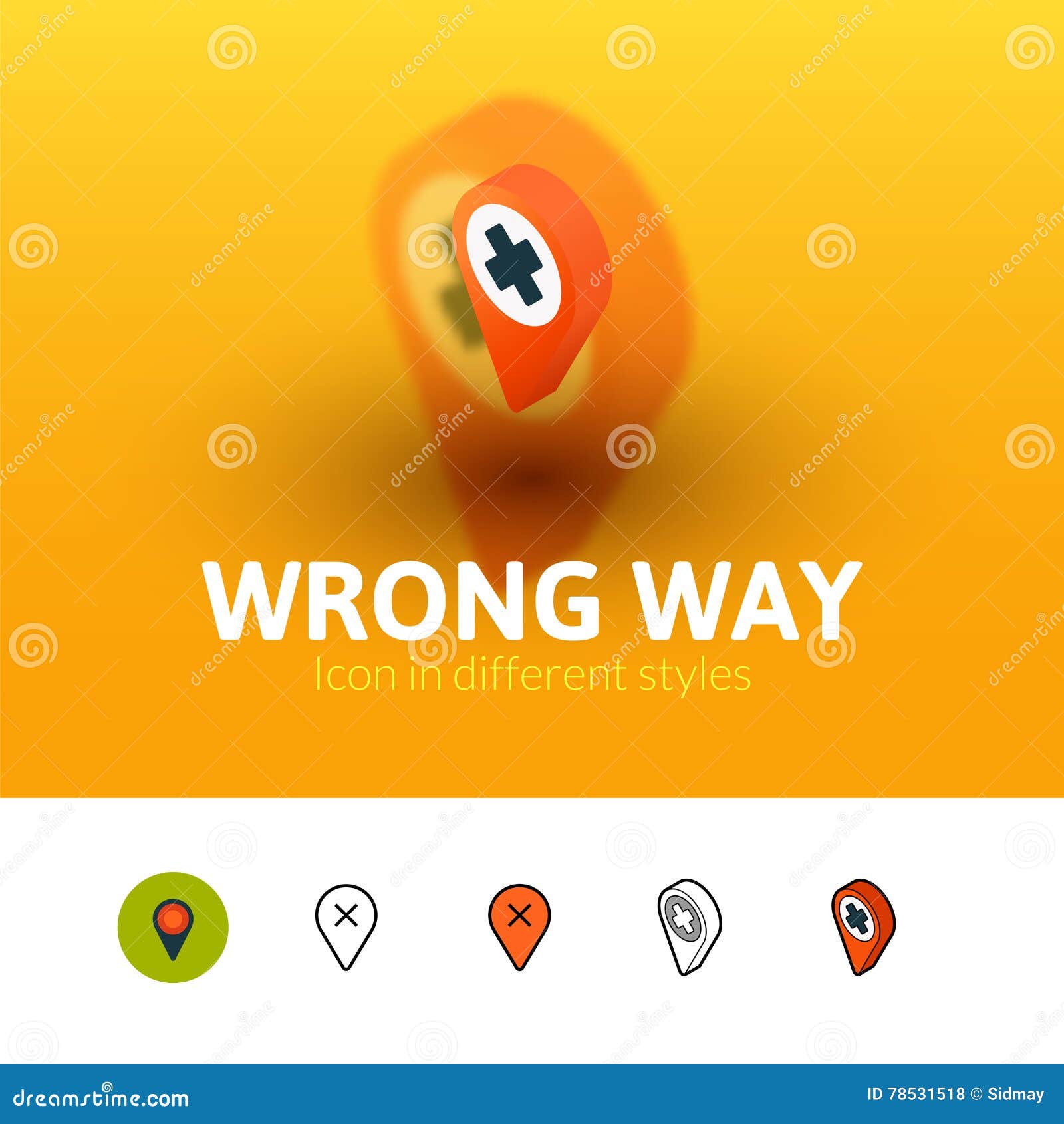 Wrong Way Icon in Different Style Stock Vector - Illustration of ...
