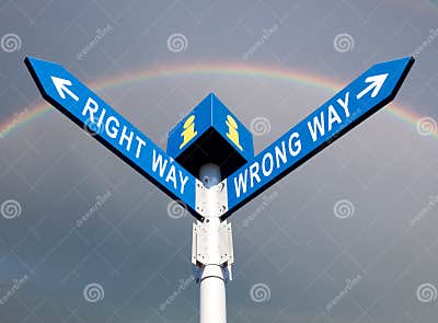 Wrong Way and Right Way stock photo. Image of danger - 27117764