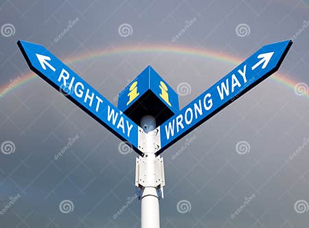 Wrong Way and Right Way stock photo. Image of danger - 27117764