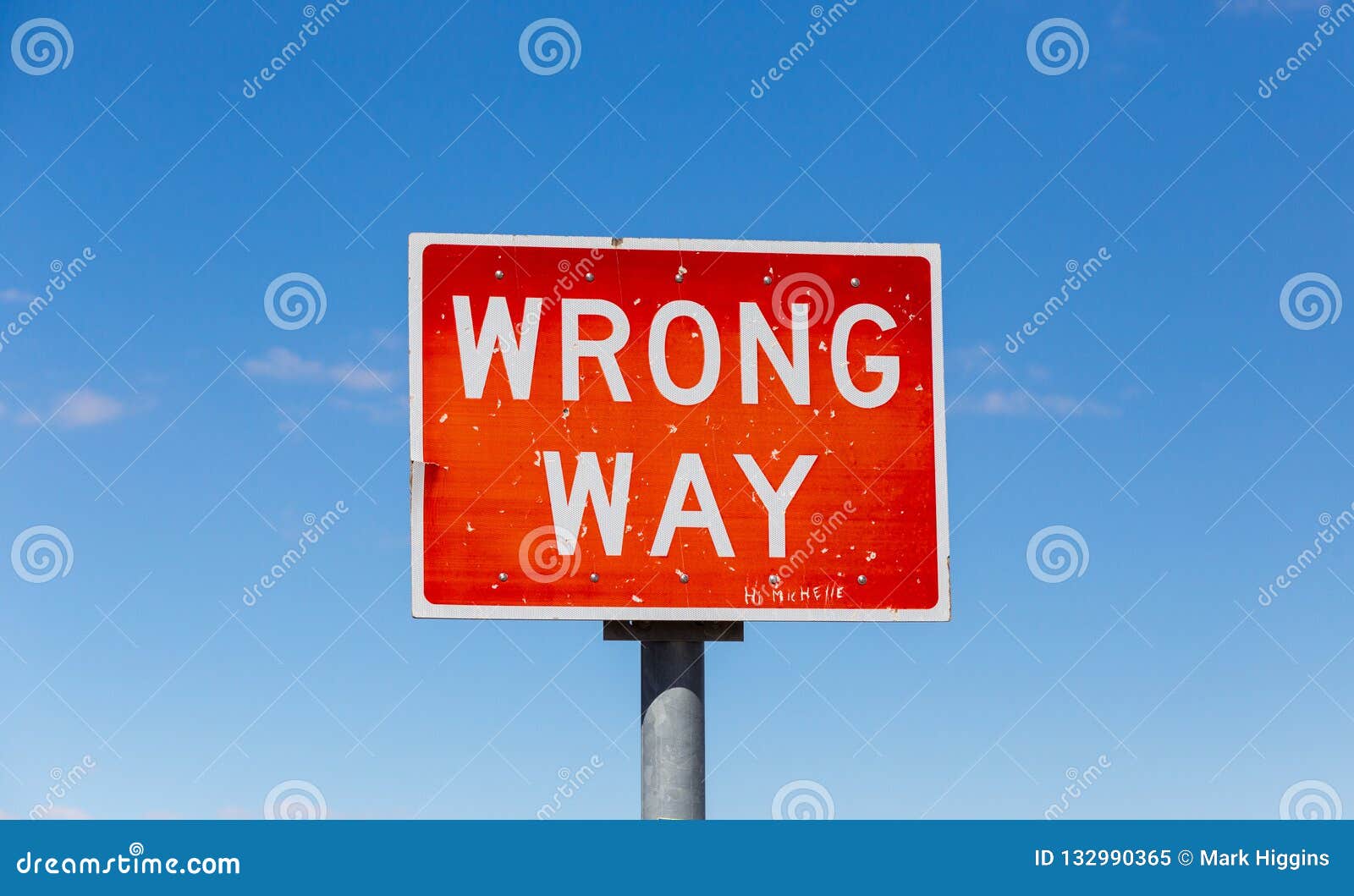 Wrong Way Road Sign Isolated Against Sky Stock Image - Image of ...