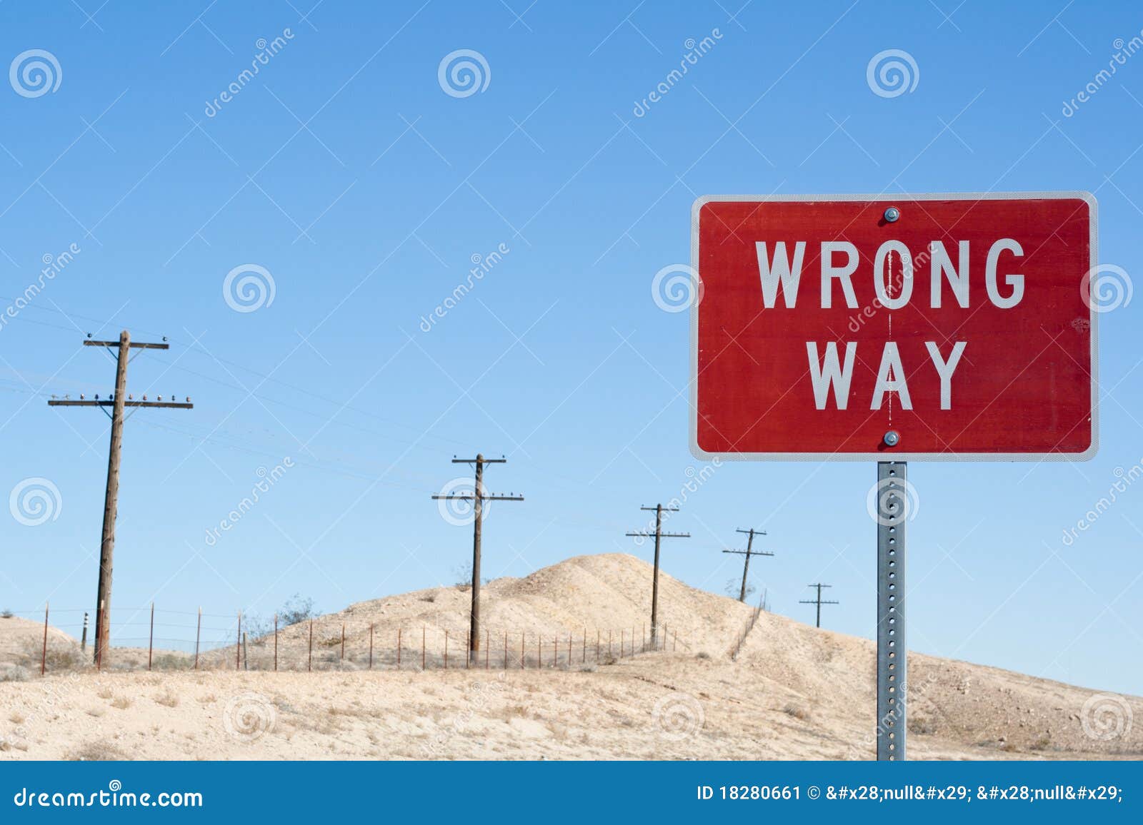 Wrong Way Sign stock image. Image of desert, wrong, freeway - 18280661