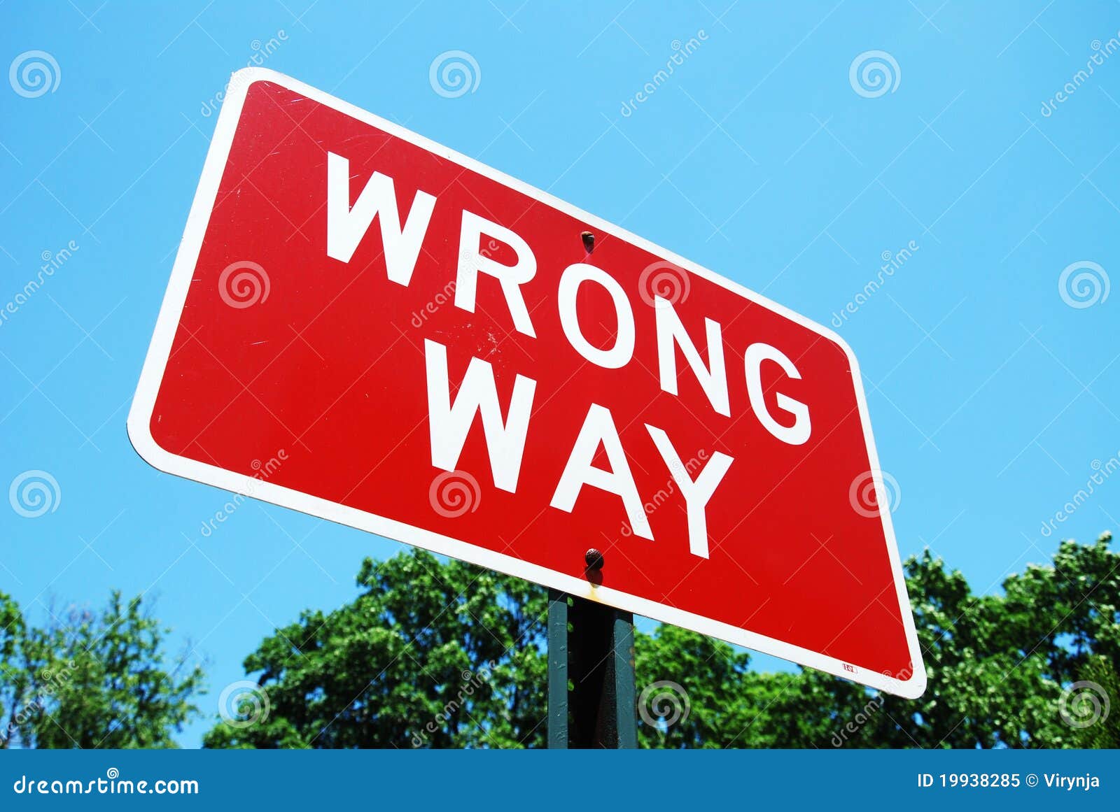 Wrong way sign stock image. Image of background, tree - 19938285