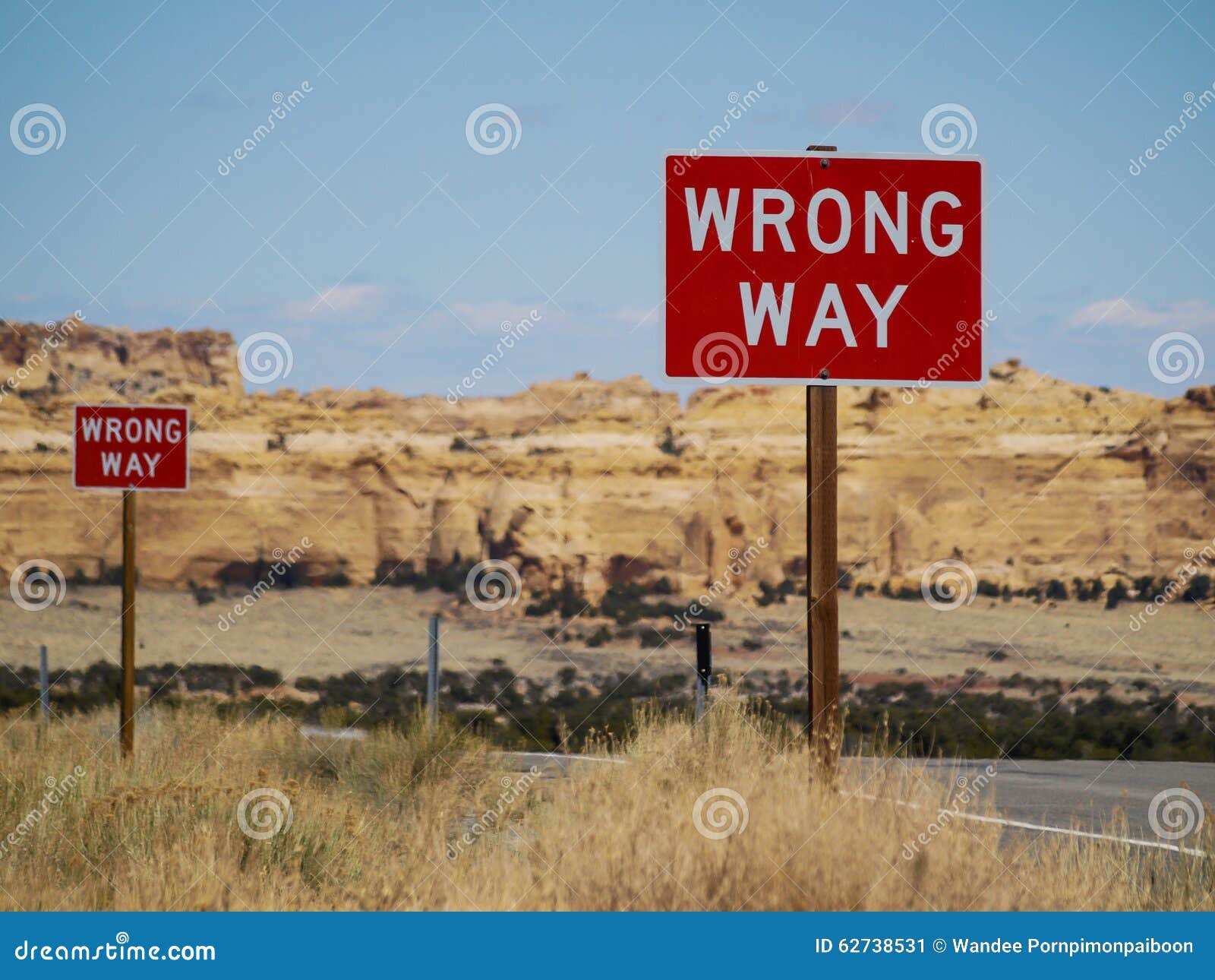 Wrong Way Sign stock image. Image of utah, rock, road - 62738531