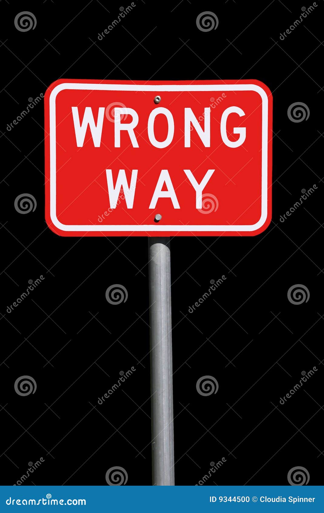Wrong Way Traffic Sign - Isolated on Black Stock Photo - Image of metal ...