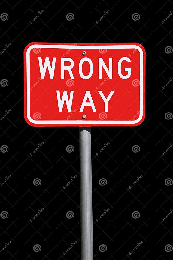 Wrong Way Traffic Sign - Isolated on Black Stock Photo - Image of metal ...