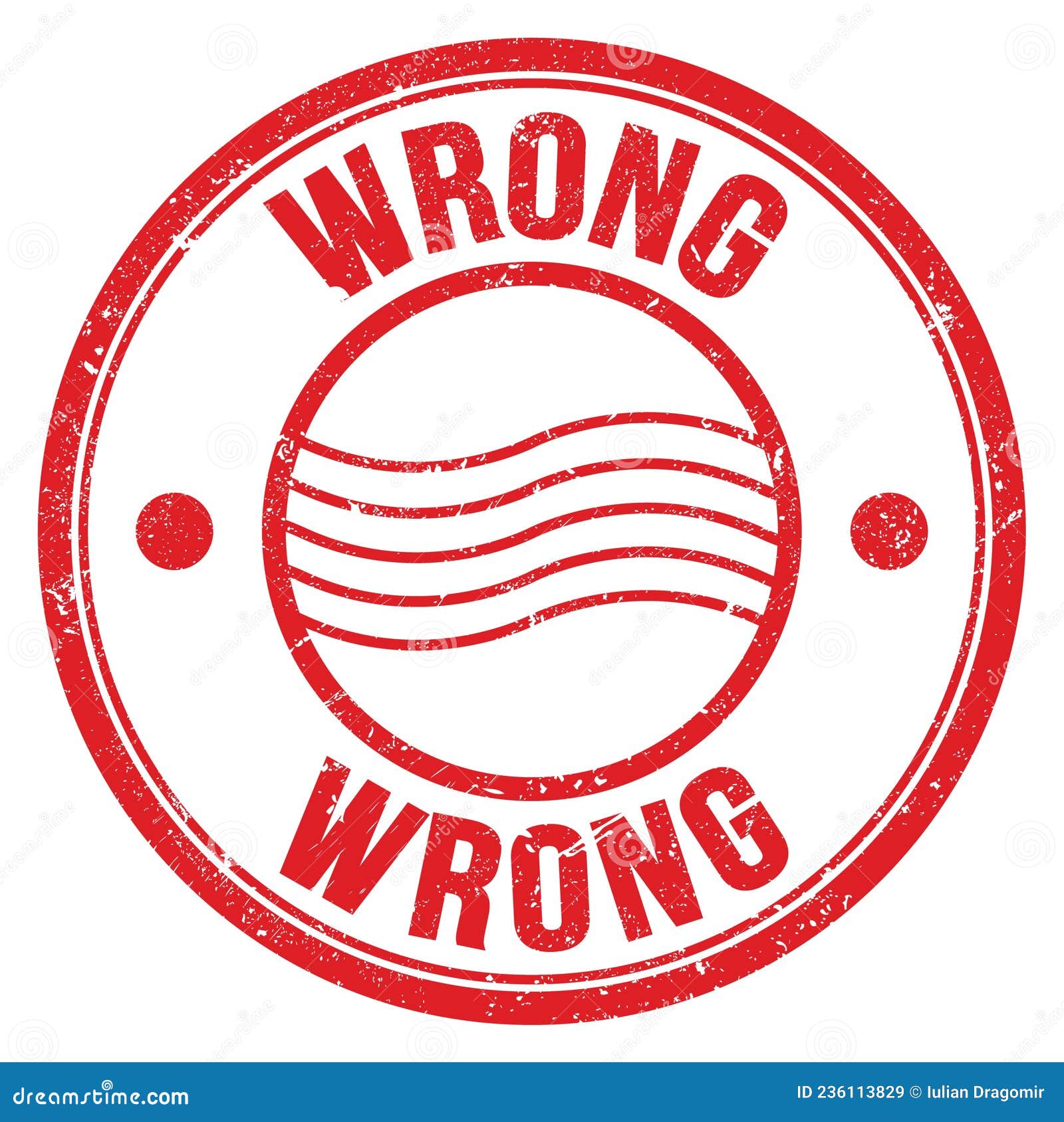 WRONG Text Written on Red Round Postal Stamp Sign Stock Illustration ...