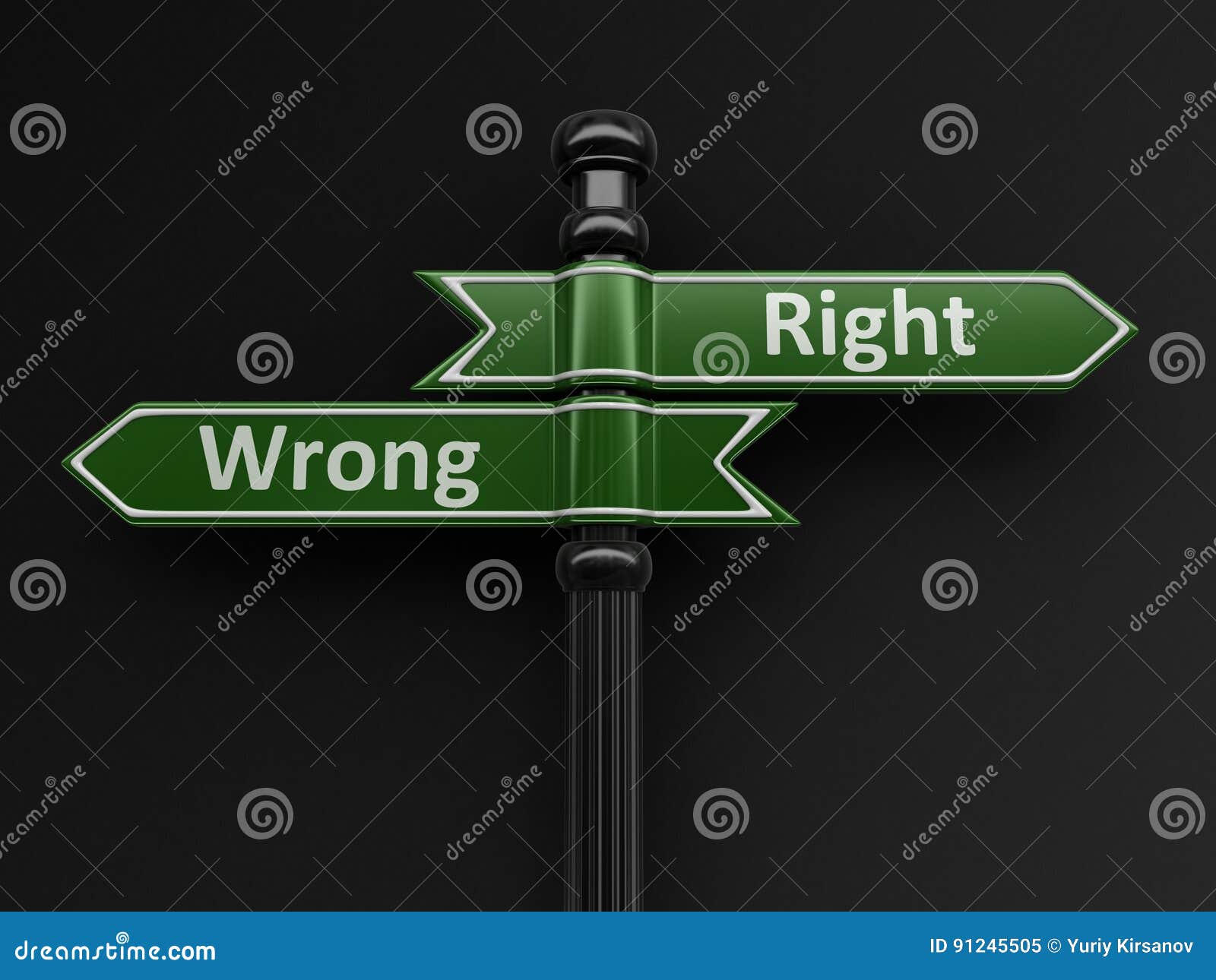 Wrong and Wright Pointers on Signpost Stock Illustration - Illustration ...
