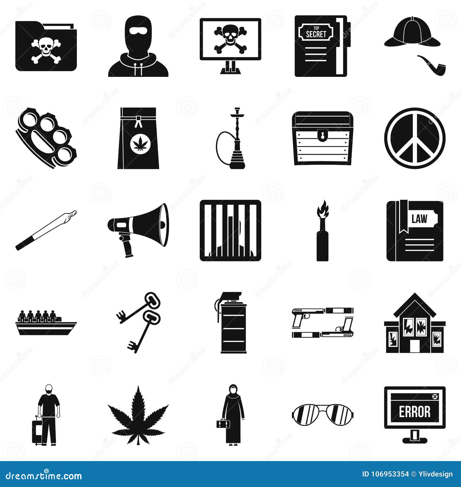 Wrongdoing Icons Set, Simple Style Stock Vector - Illustration of ...