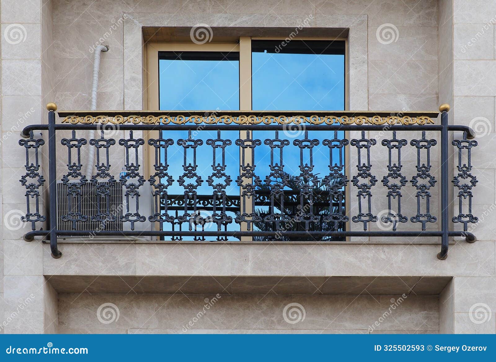 Wrought Iron Balcony Railing. 2 Stock Image - Image of forging, color ...