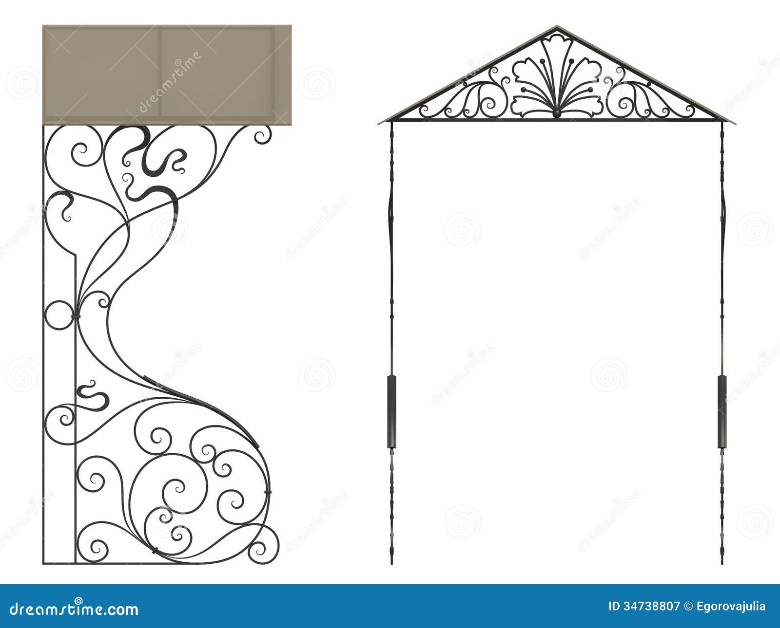 Wrought iron canopy stock illustration. Illustration of luxury - 34738807