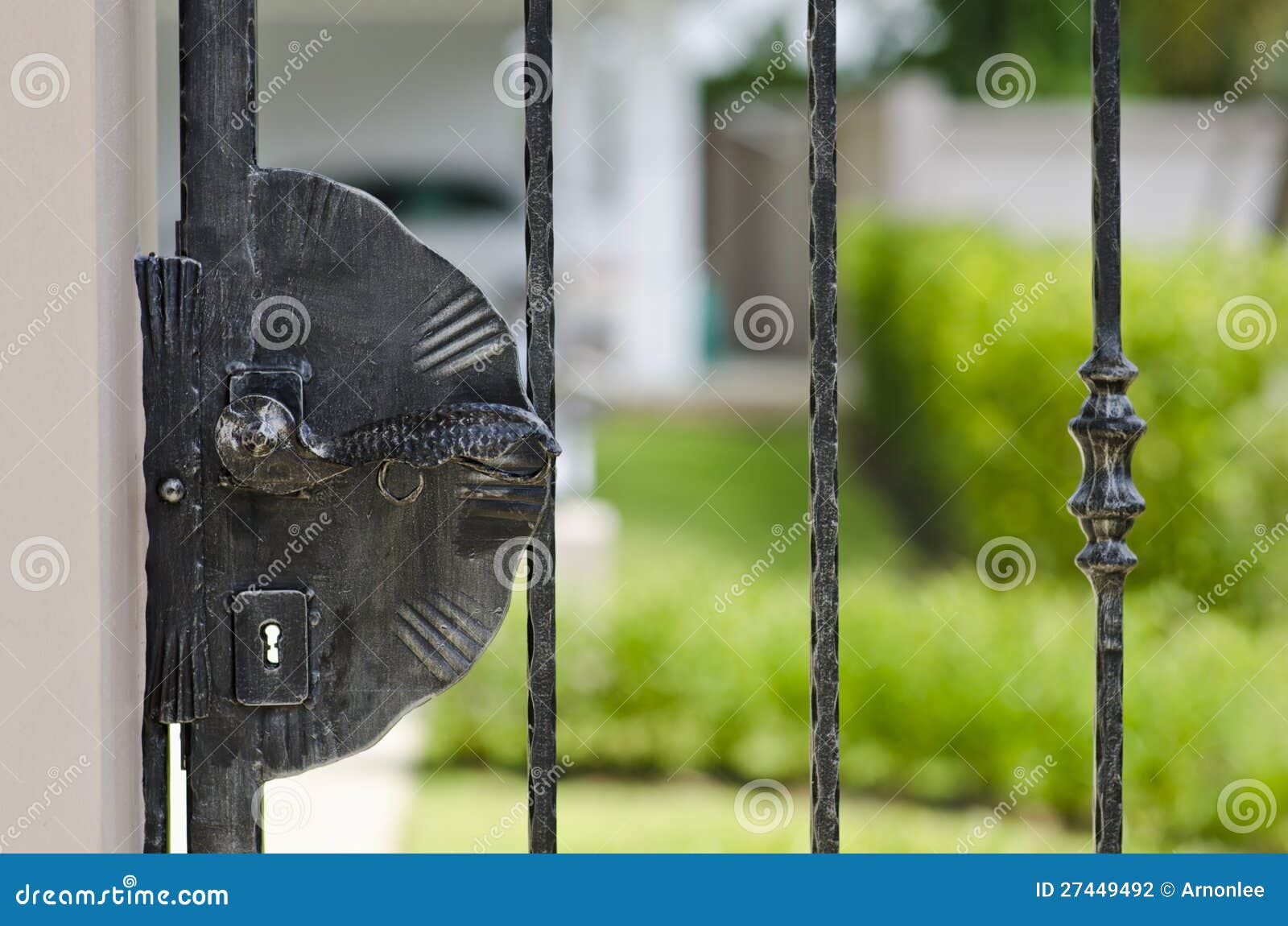 Wrought Iron Door Handle Lock Stock Photo - Image of keyhole, detail ...