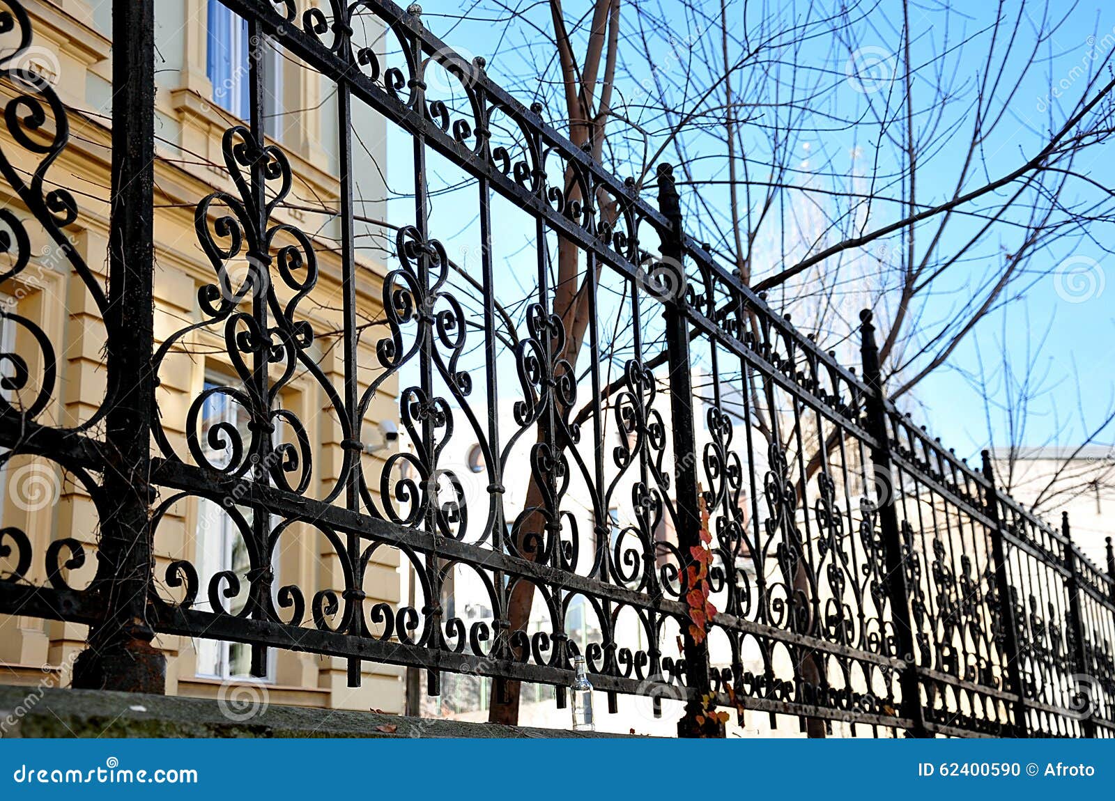 Wrought iron fence stock photo. Image of detail, autumn - 62400590