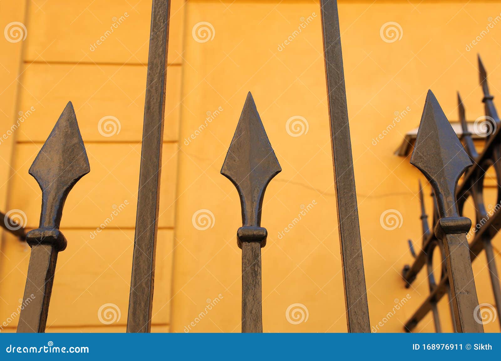 Wrought Iron Fence Details stock image. Image of decor - 168976911