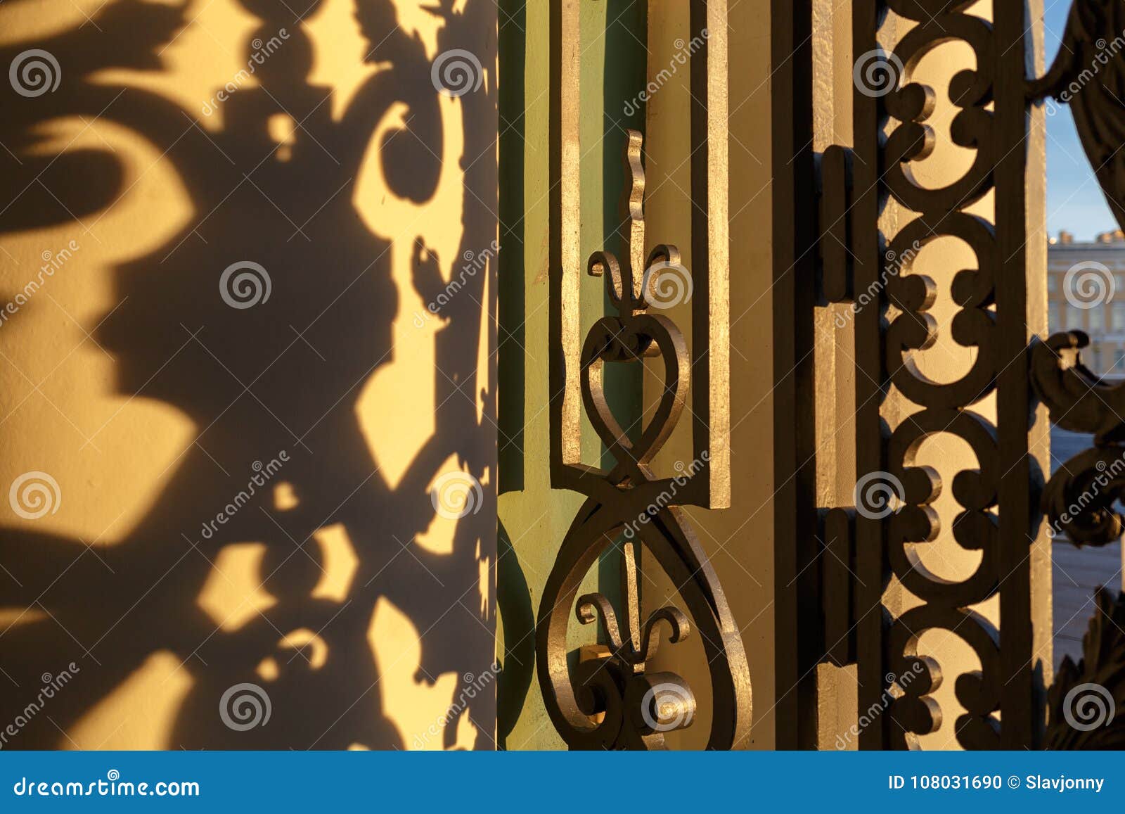 Wrought Iron Fence and Shadow. Stock Photo - Image of metal, detail ...