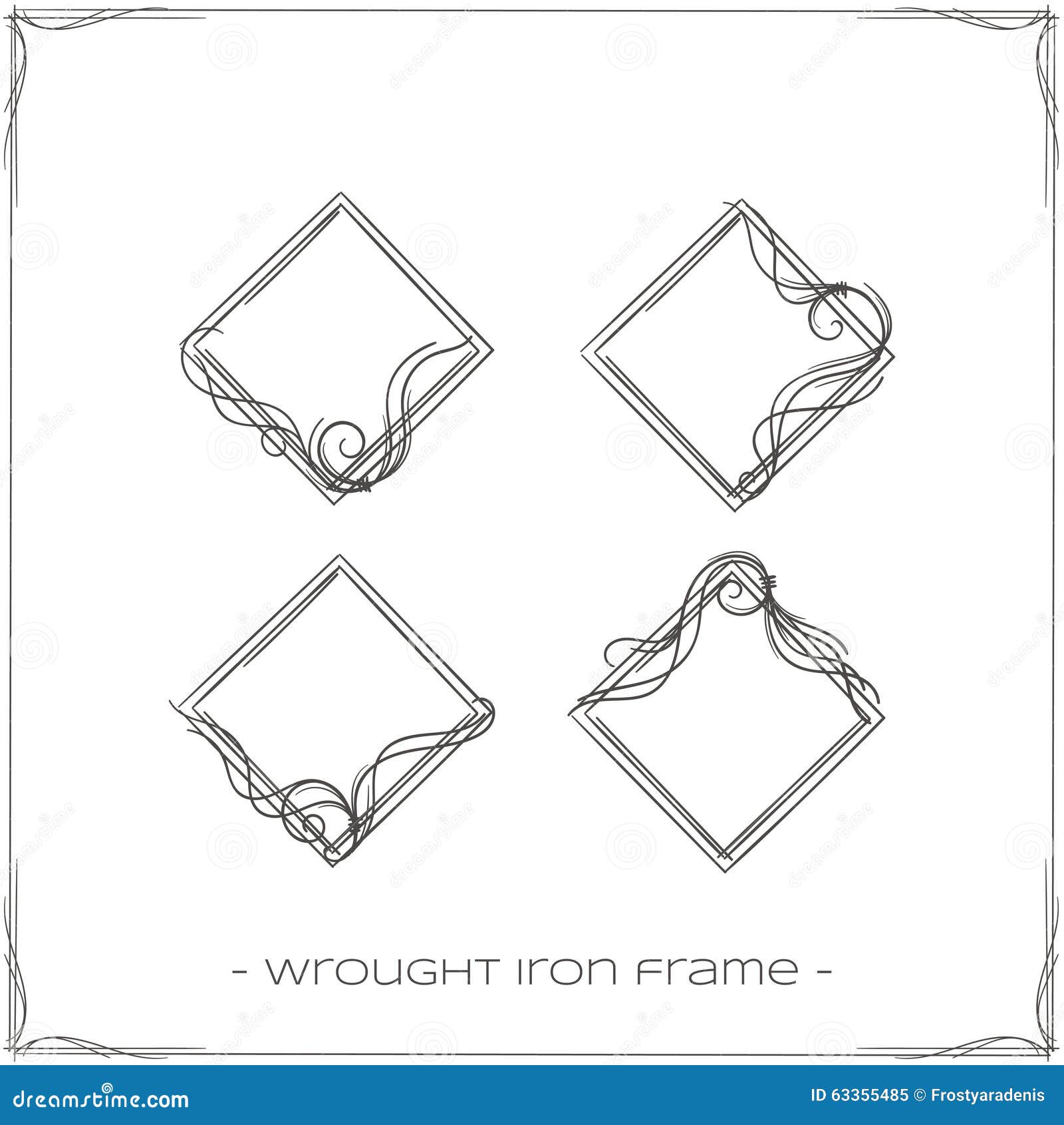 Wrought Iron Frame Four stock vector. Illustration of cosiness - 63355485