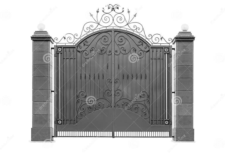 Wrought Iron Gate with Decor Stock Image - Image of isolated ...