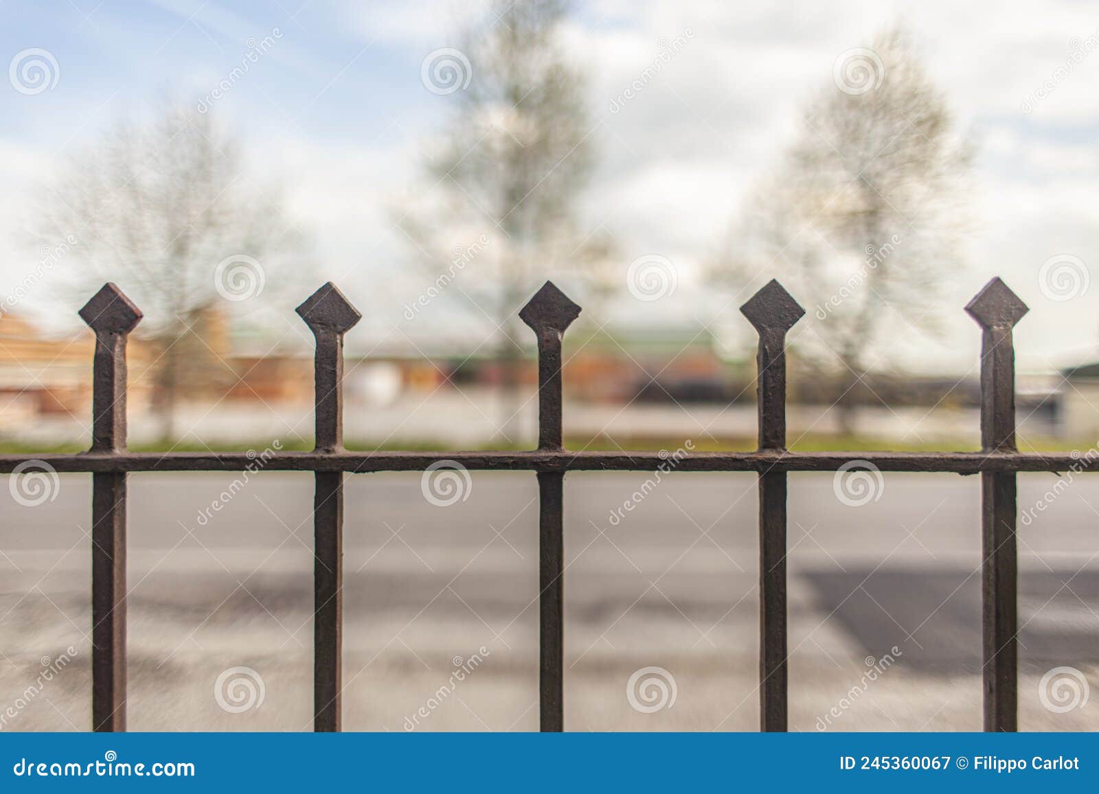 Wrought Iron Gate Detail Spikes Stock Image - Image of metal, house ...