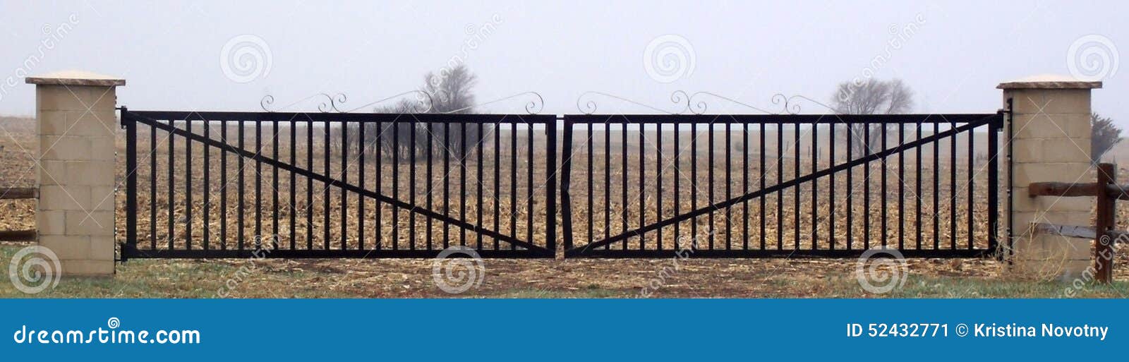 Gate with pillar columns stock image. Image of black - 52432771