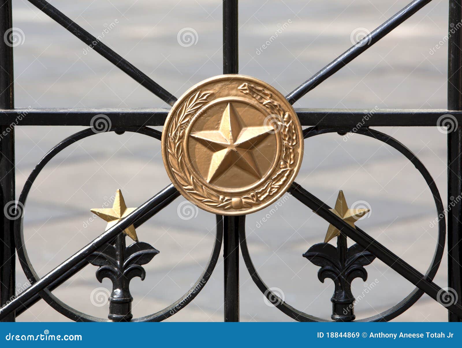 Wrought Iron Gate with Gold Stars Stock Image - Image of outside, lone ...