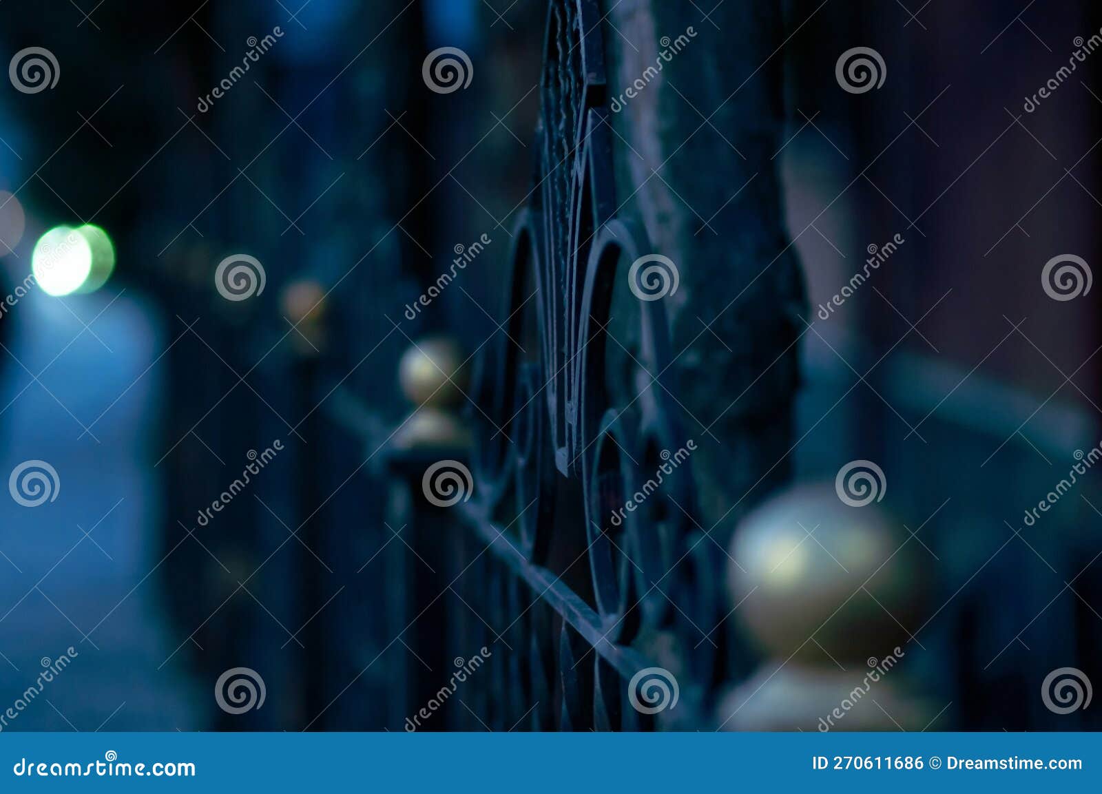 Wrought Iron Gate at Night. Shallow Dept of Field. Outdoor Stock Photo ...