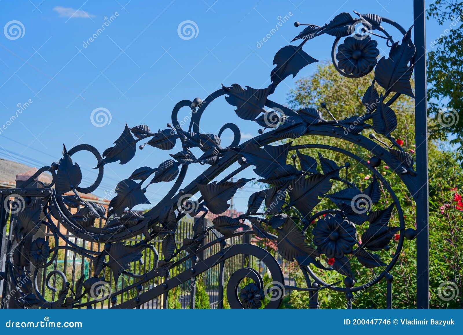 Wrought Iron Gate with Petals and Flowers,wrought Ornament with Petals ...
