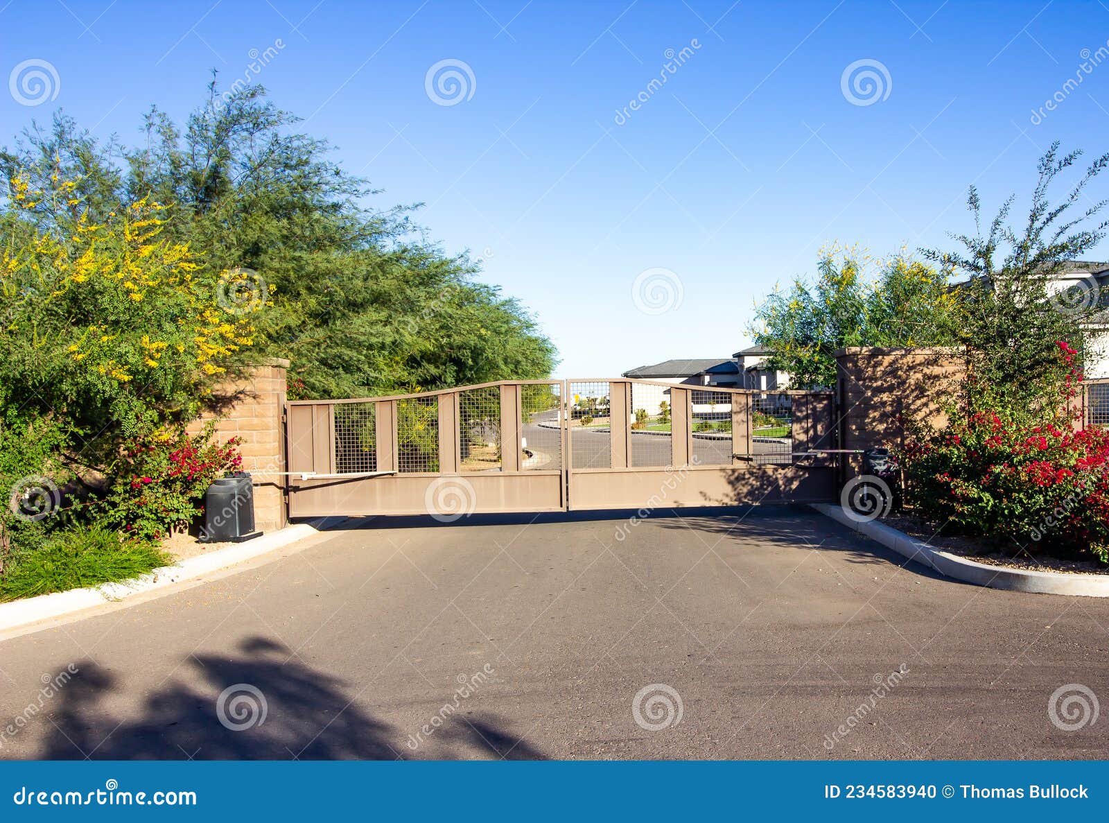 Exit Metal Gate Operated by Electric Motor Stock Photo - Image of ...