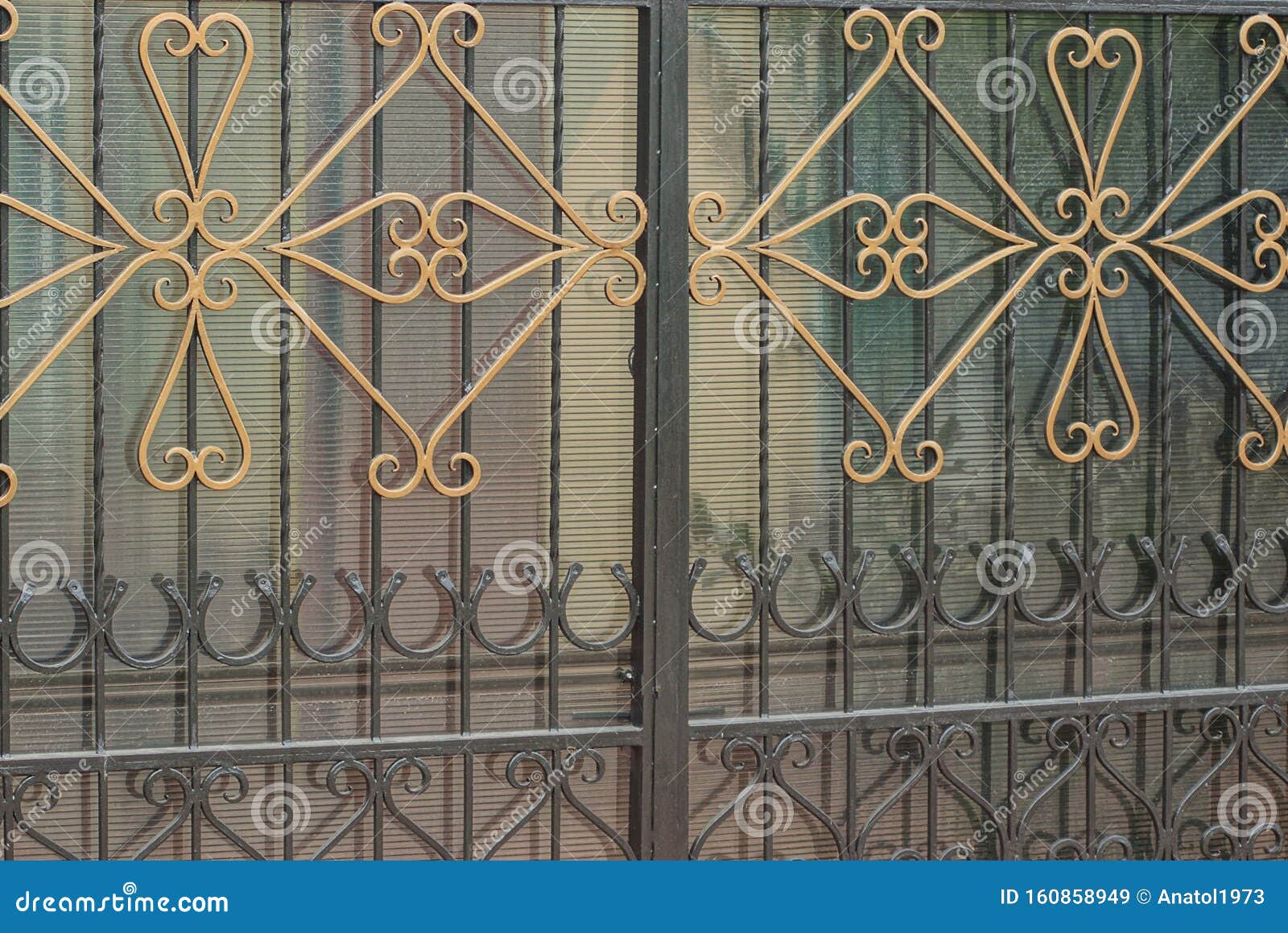 Wrought Iron Metal Texture on Gray Metal Wall Stock Image - Image of ...