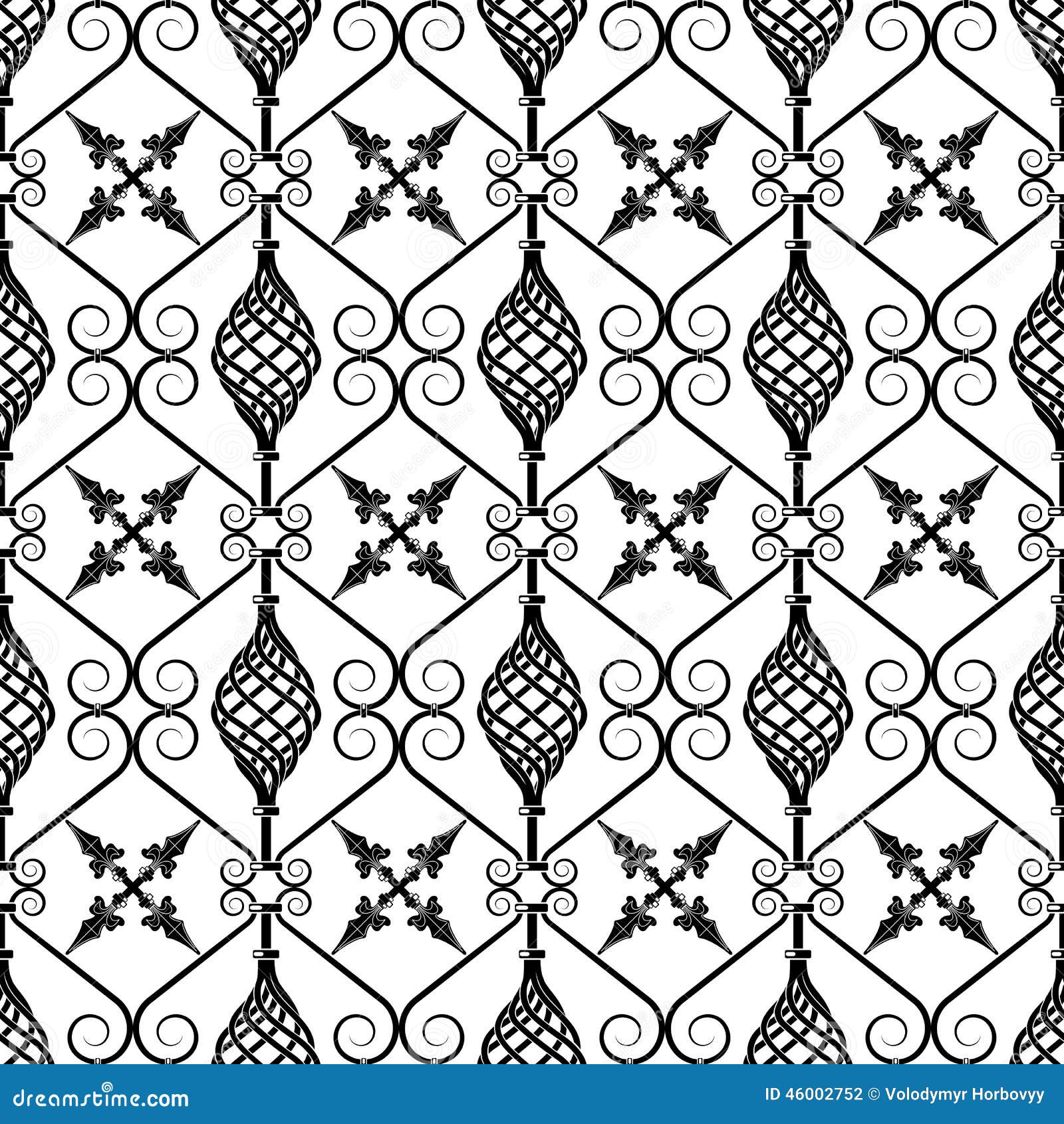 Wrought iron pattern stock vector. Illustration of curve - 46002752
