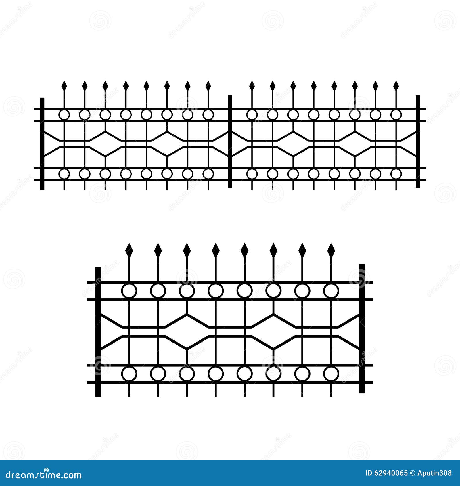 Wrought-iron Patterned Fence. Vector Stock Vector - Illustration of ...