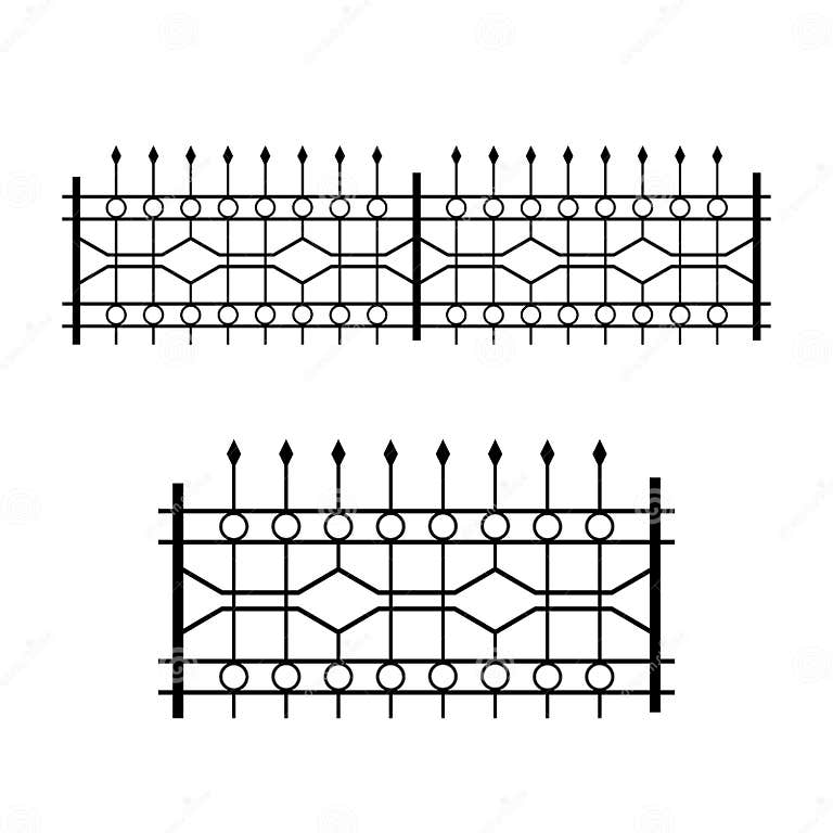 Wrought-iron Patterned Fence. Vector Stock Vector - Illustration of ...