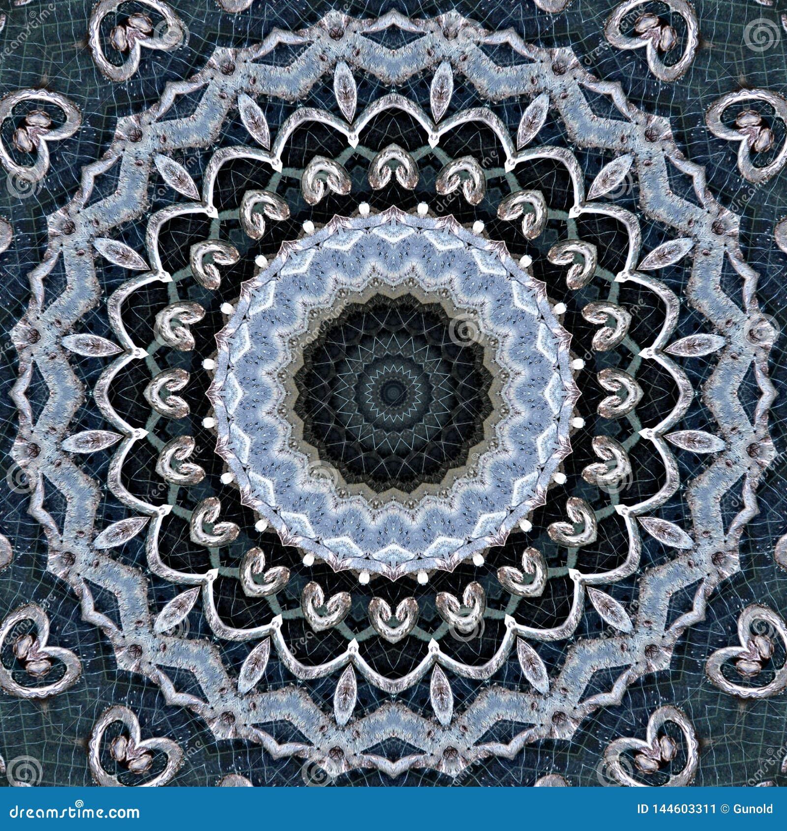 Wrought Iron Railing and Clinker Brickwork Seen through Kaleidoscope ...