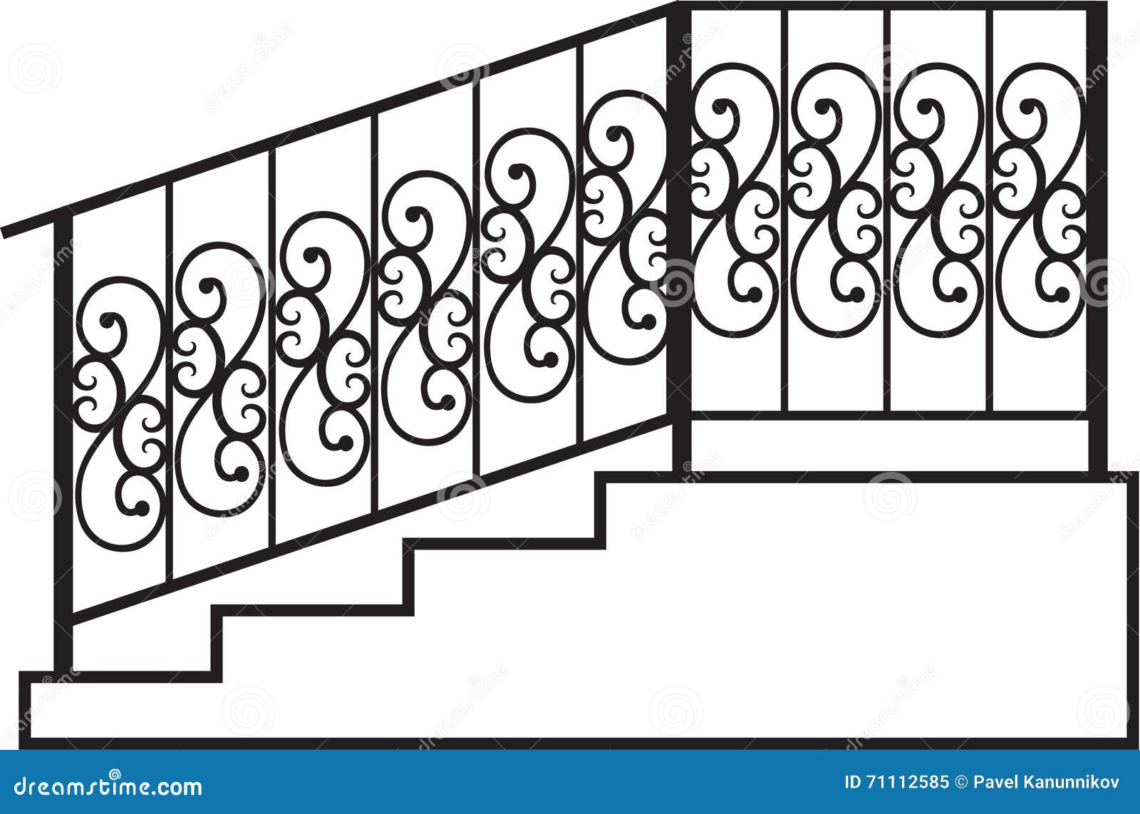 Wrought iron railing stock illustration. Illustration of metal - 71112585