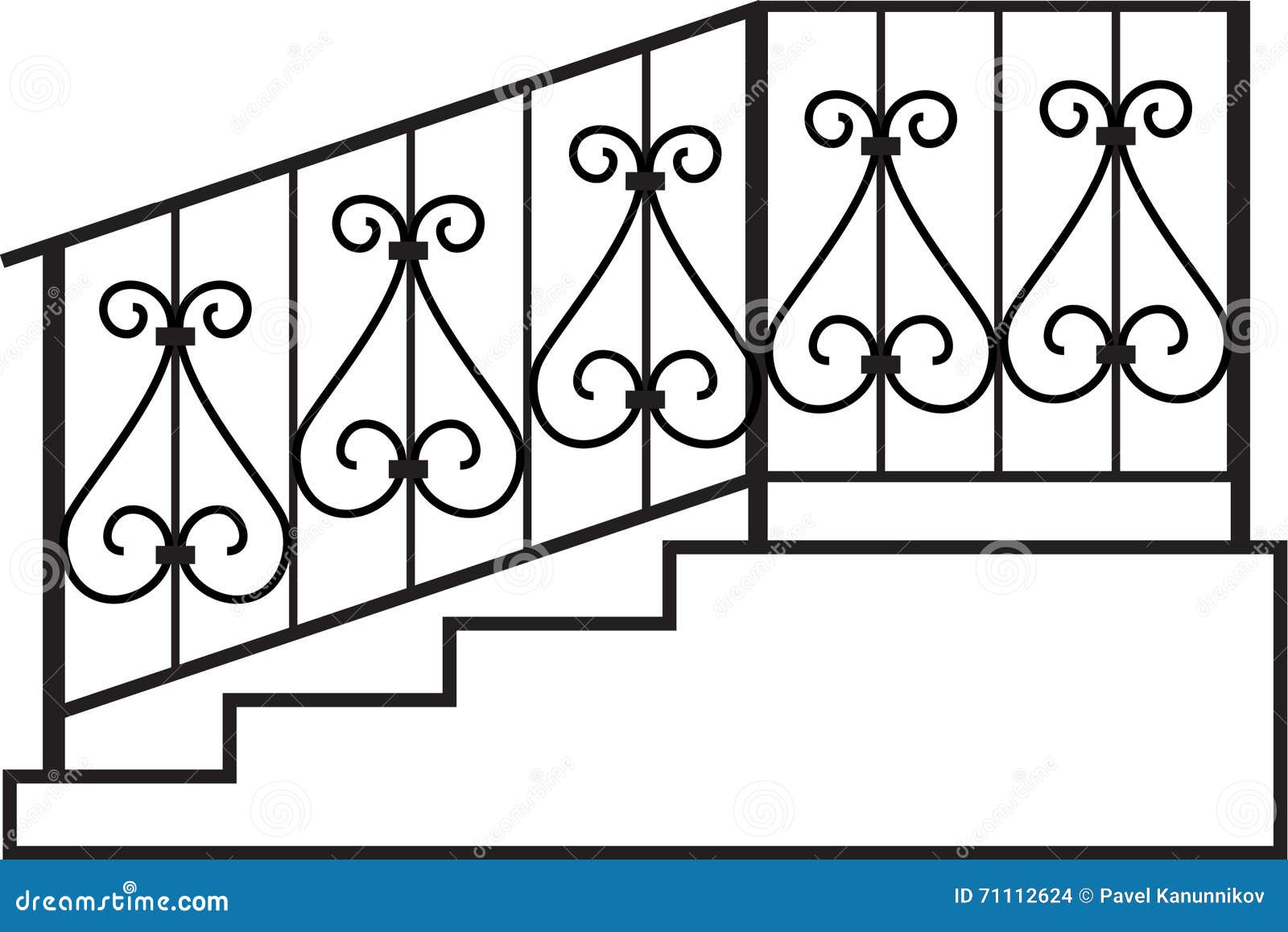 Wrought iron railing stock illustration. Illustration of line - 71112624
