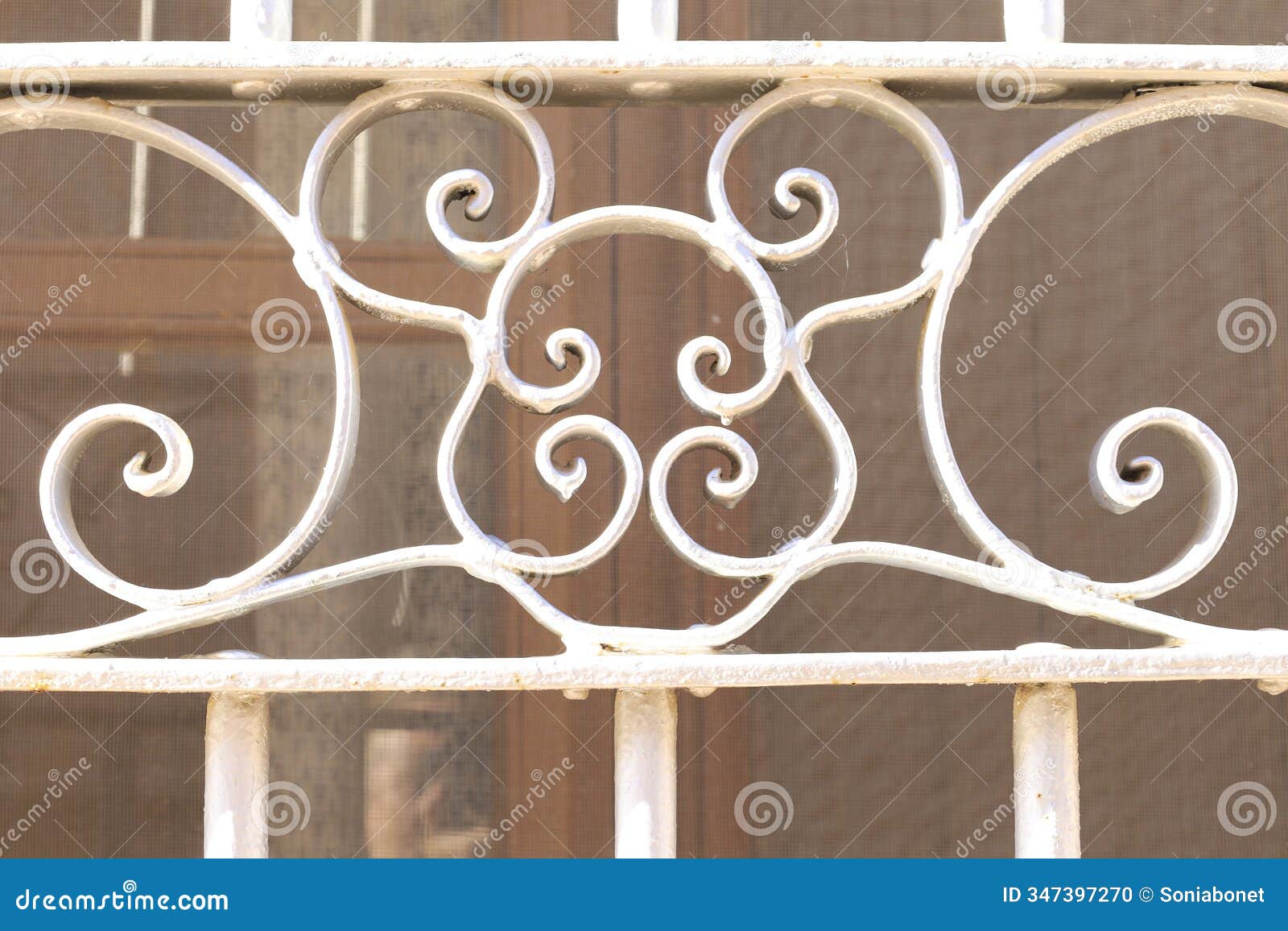 Wrought Iron Railing Painted White Stock Photo - Image of design ...