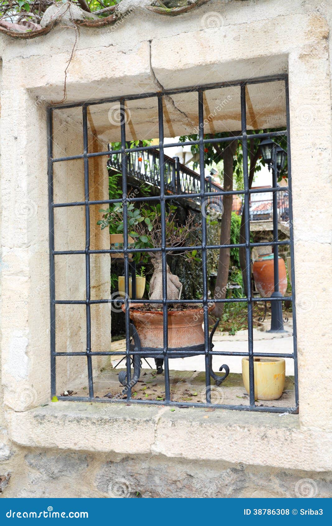 Wrought Iron Railing in the Window. Stock Photo - Image of window ...